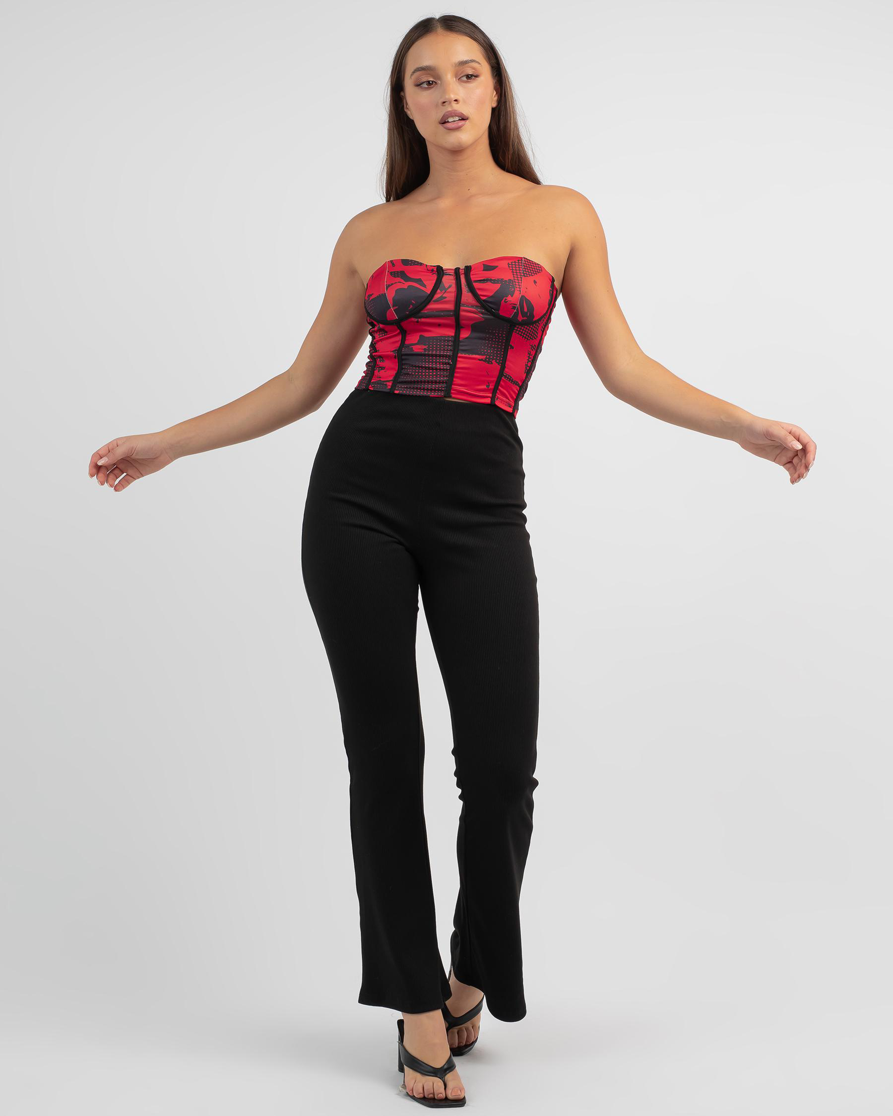 Shop 8 Birdies Cosmic Love Corset Top In Red - Fast Shipping & Easy ...