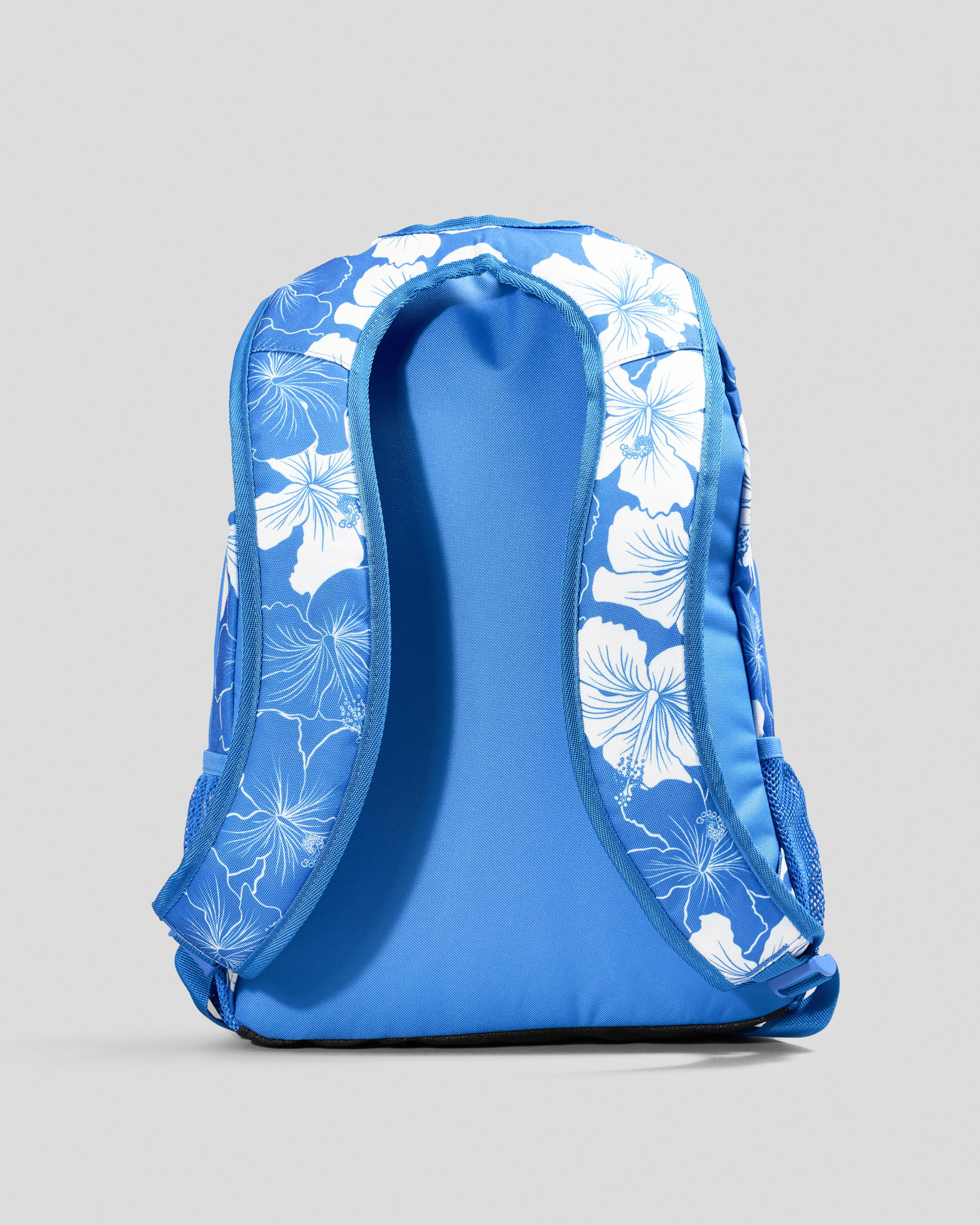 Shop Roxy Shadow Swell Printed Backpack In Nebulas Blue Hippy Hibiscus - Fast Shipping & Easy ...
