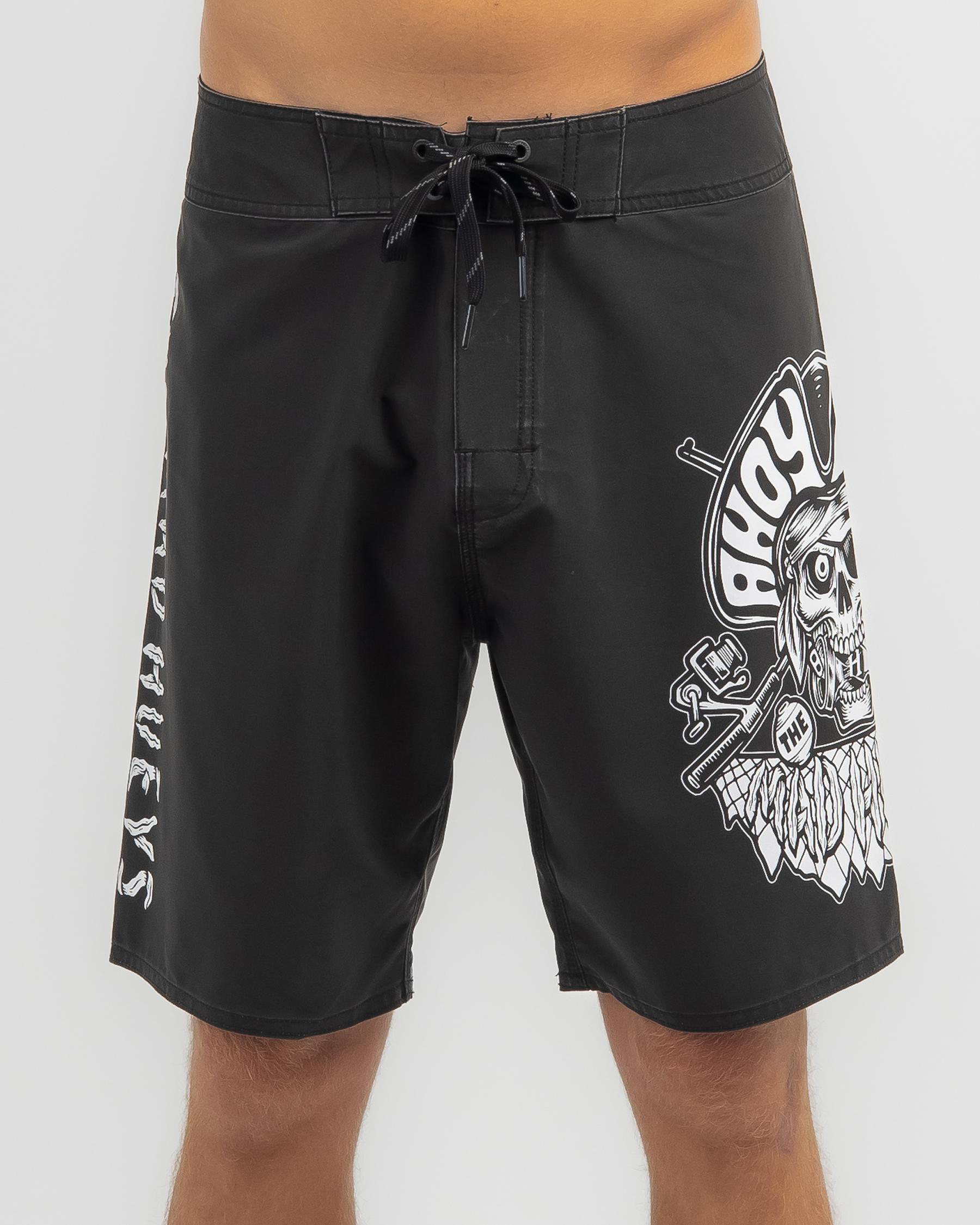 Shop The Mad Hueys High Tide 19" Board Shorts In Black - Fast Shipping ...