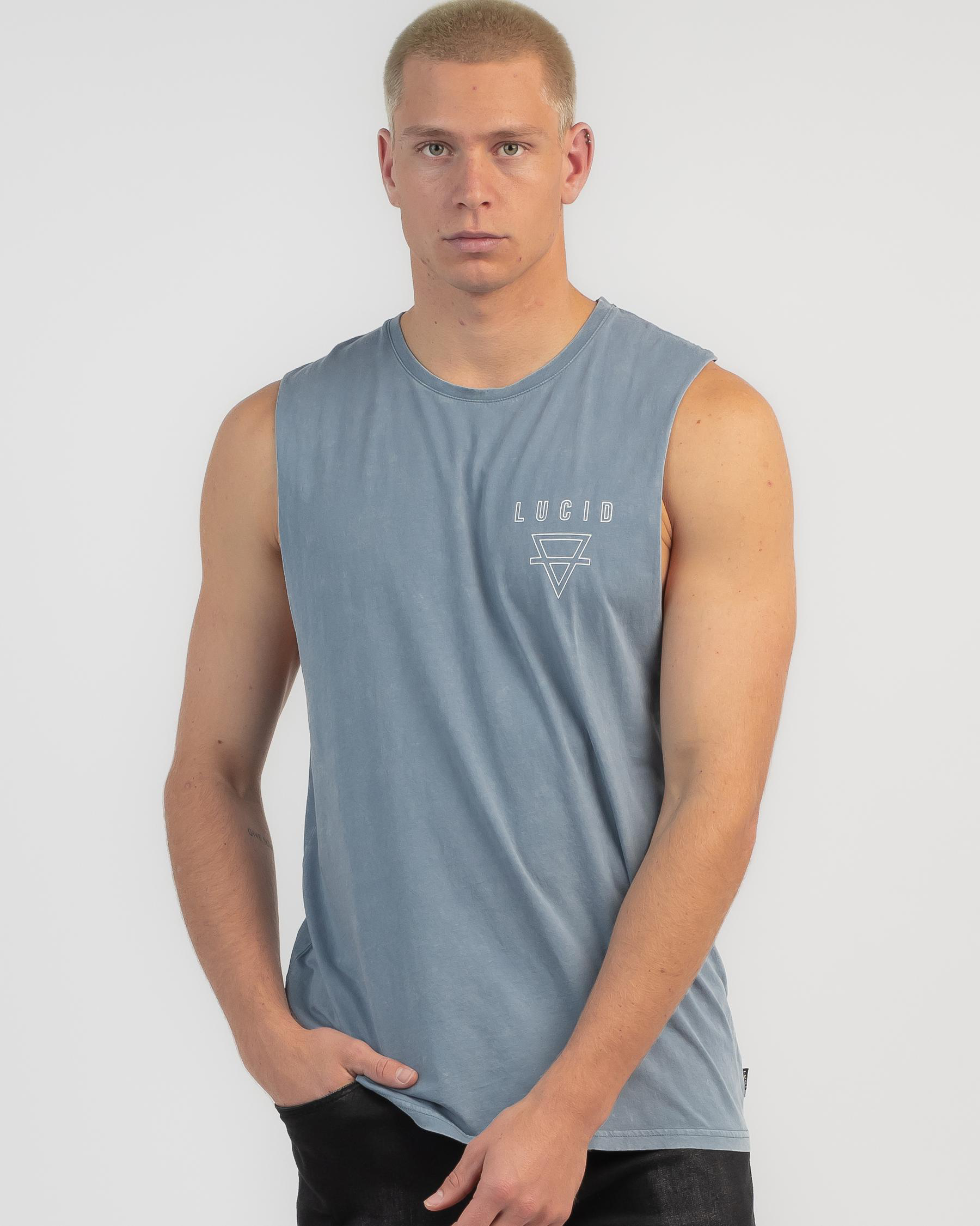 Shop Lucid Framework Muscle Tank In Light Blue Acid - Fast Shipping ...