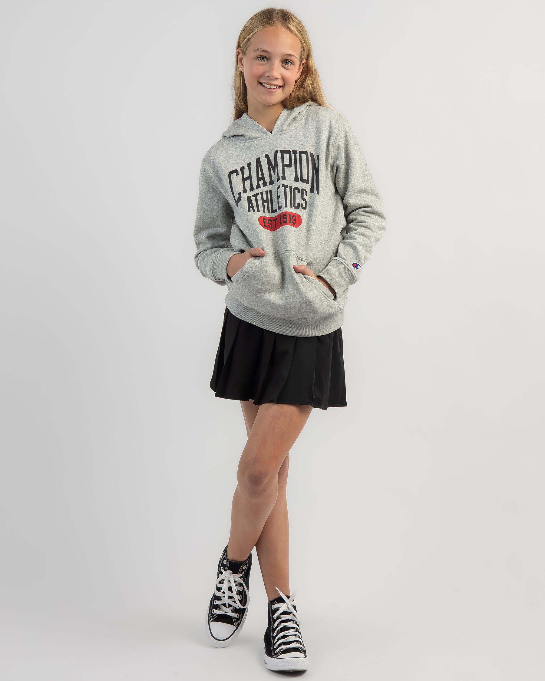 Shop Champion Girls' Sporty Hoodie In Oxford Heather - Fast Shipping ...