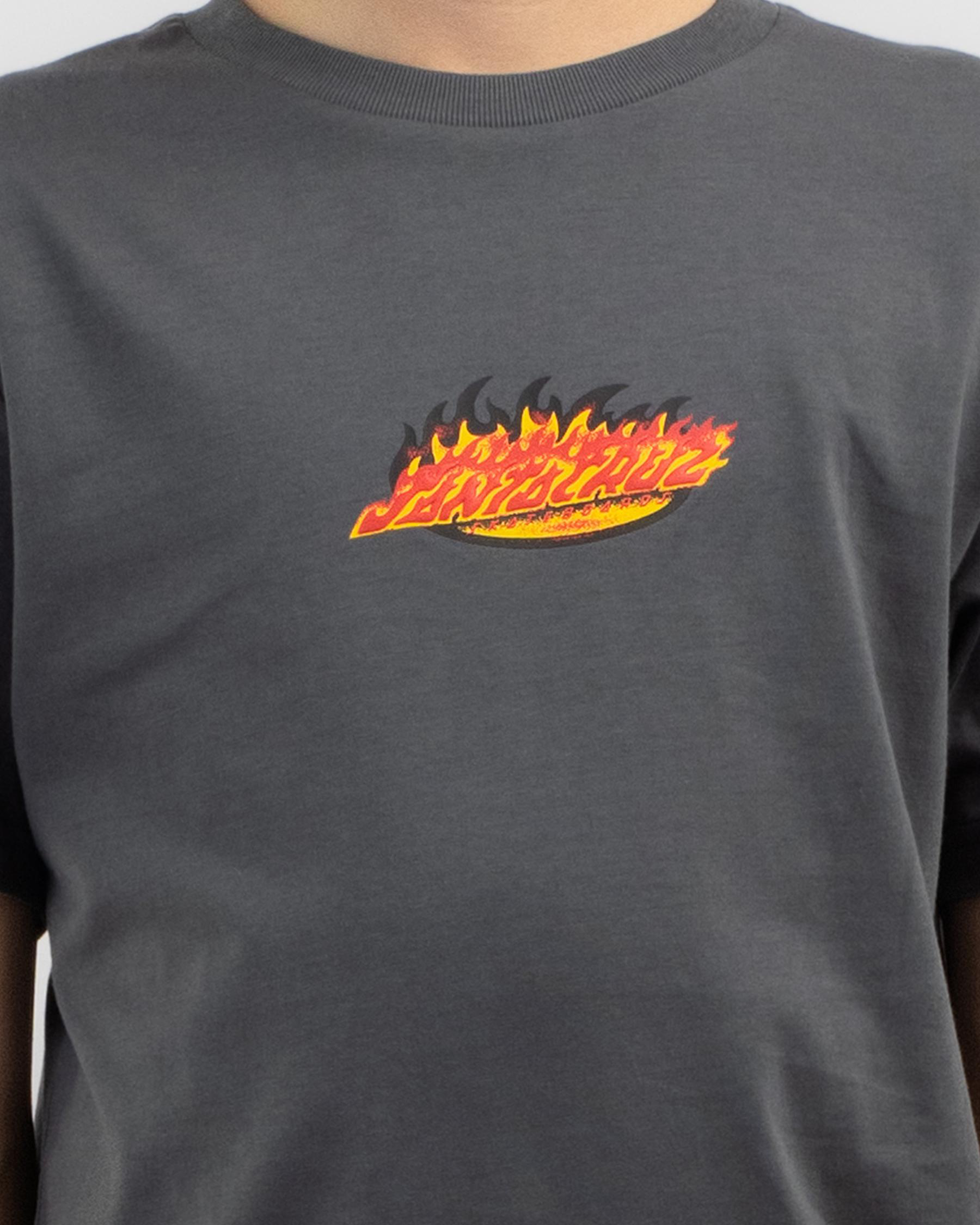 Shop Santa Cruz Boys' Ultimate Flame Dot T-Shirt In Charcoal - Fast ...