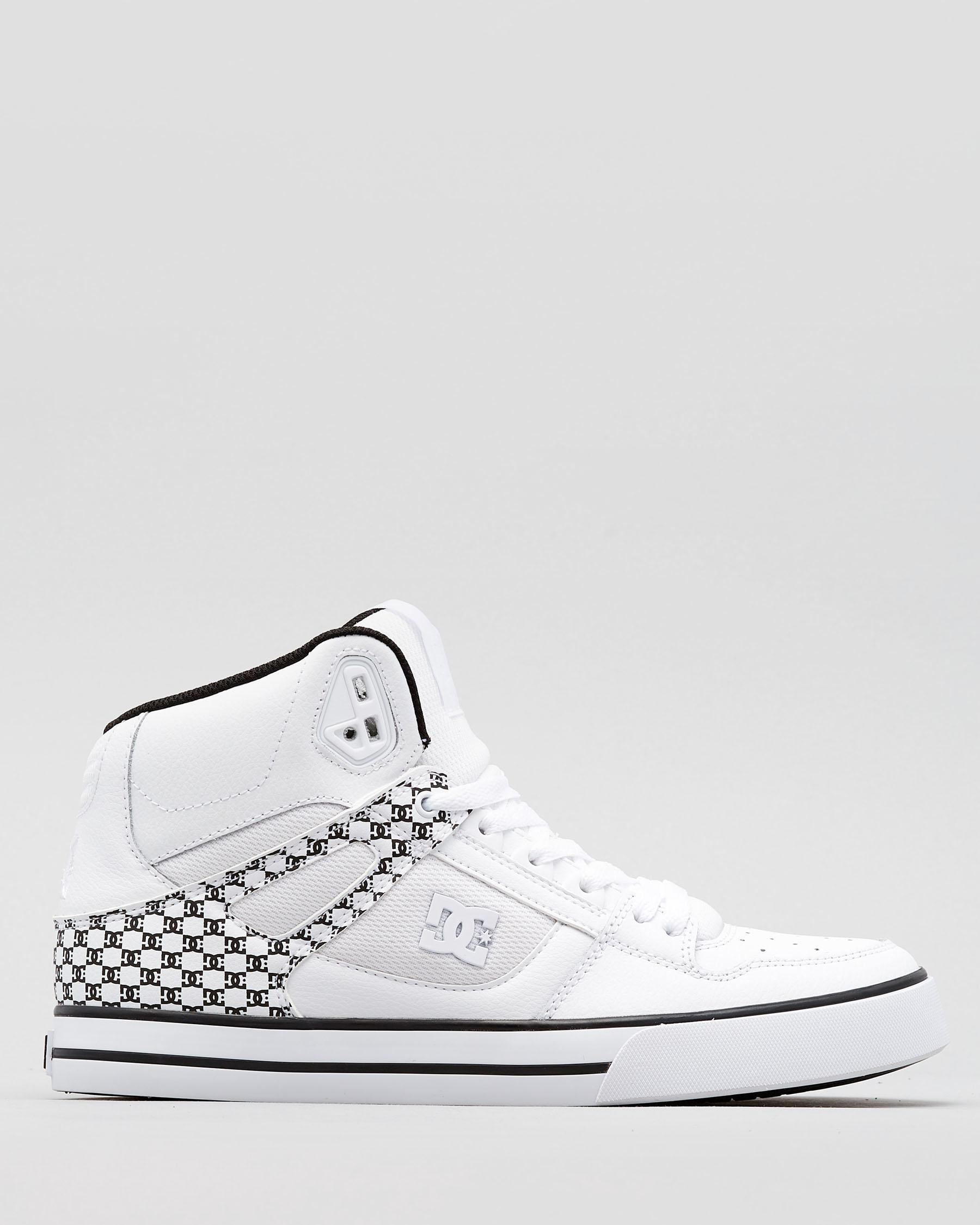 Shop DC Shoes Pure High Top WC Shoes In White/black - Fast Shipping ...