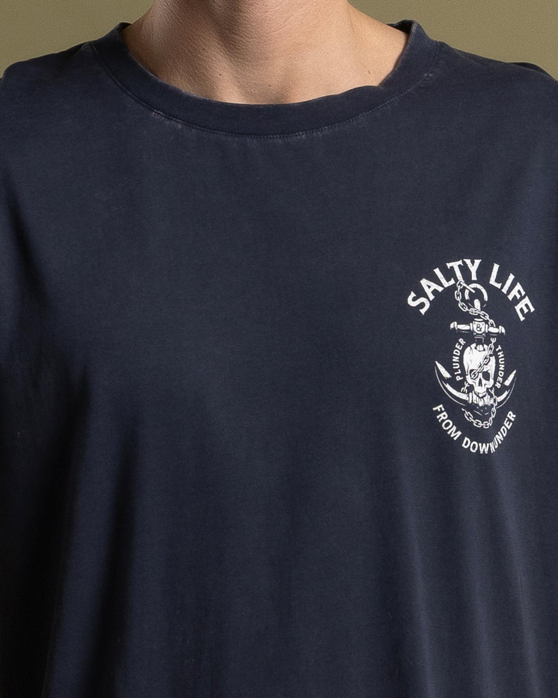 Shop Salty Life Plunder & Thunder T-Shirt In Navy Acid - Fast Shipping ...