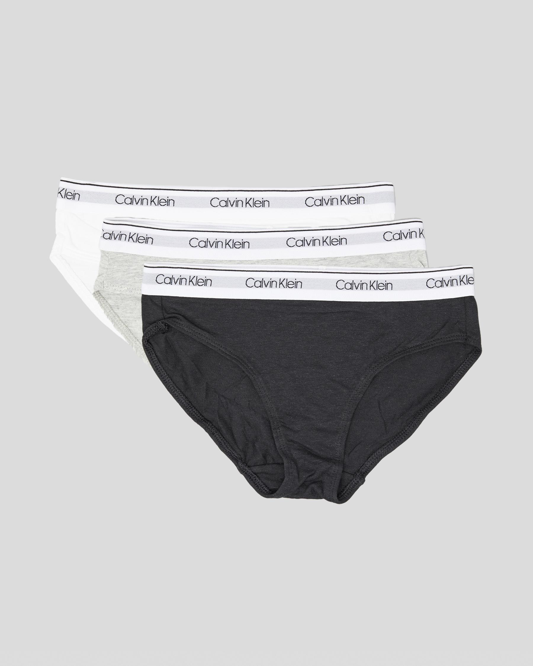 Shop Calvin Klein Girls' Modern Cotton Bikini Pack In Black/white/grey ...