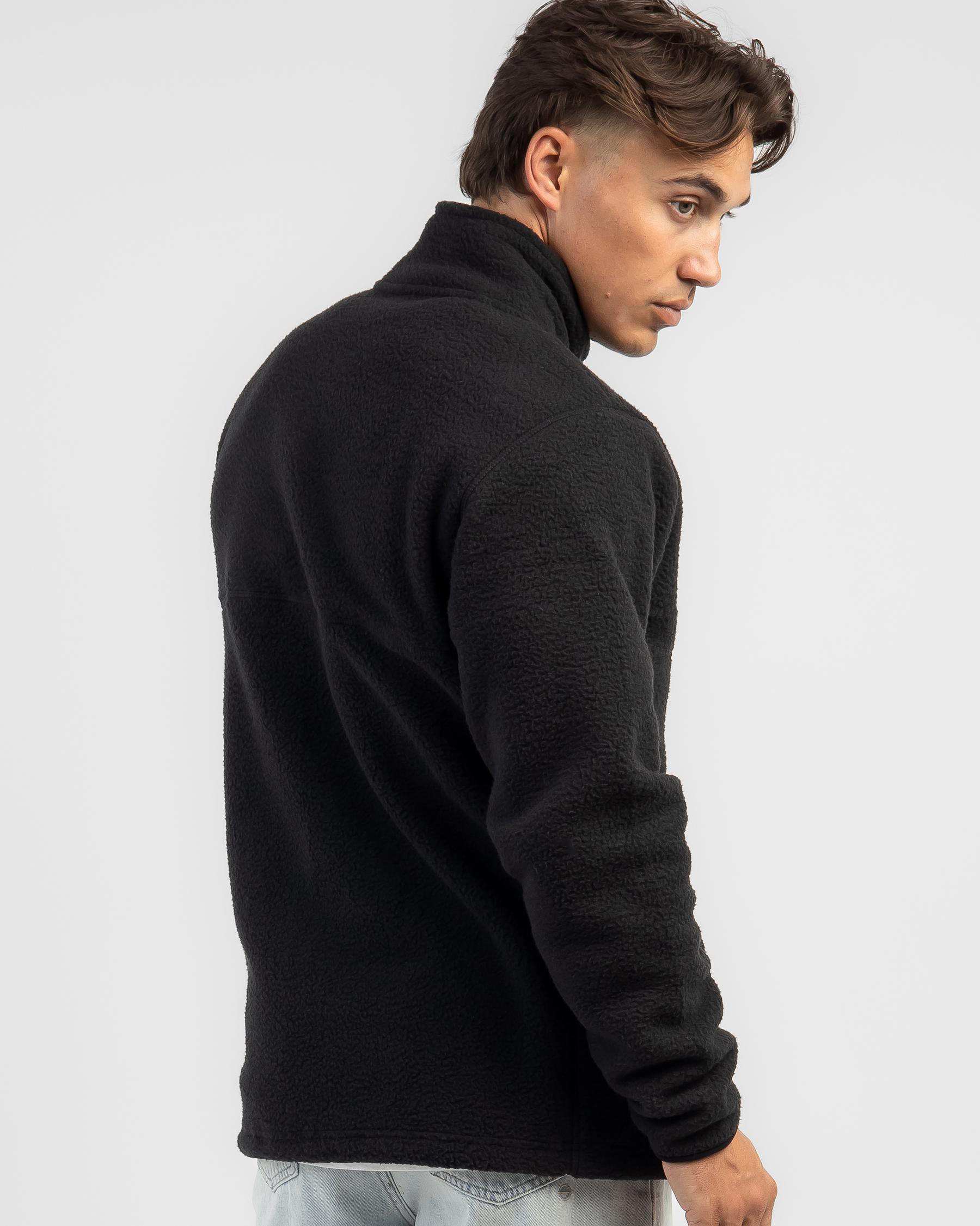 Shop Rip Curl Rincon Zip Crew Polar Fleece Jacket In Black - Fast ...