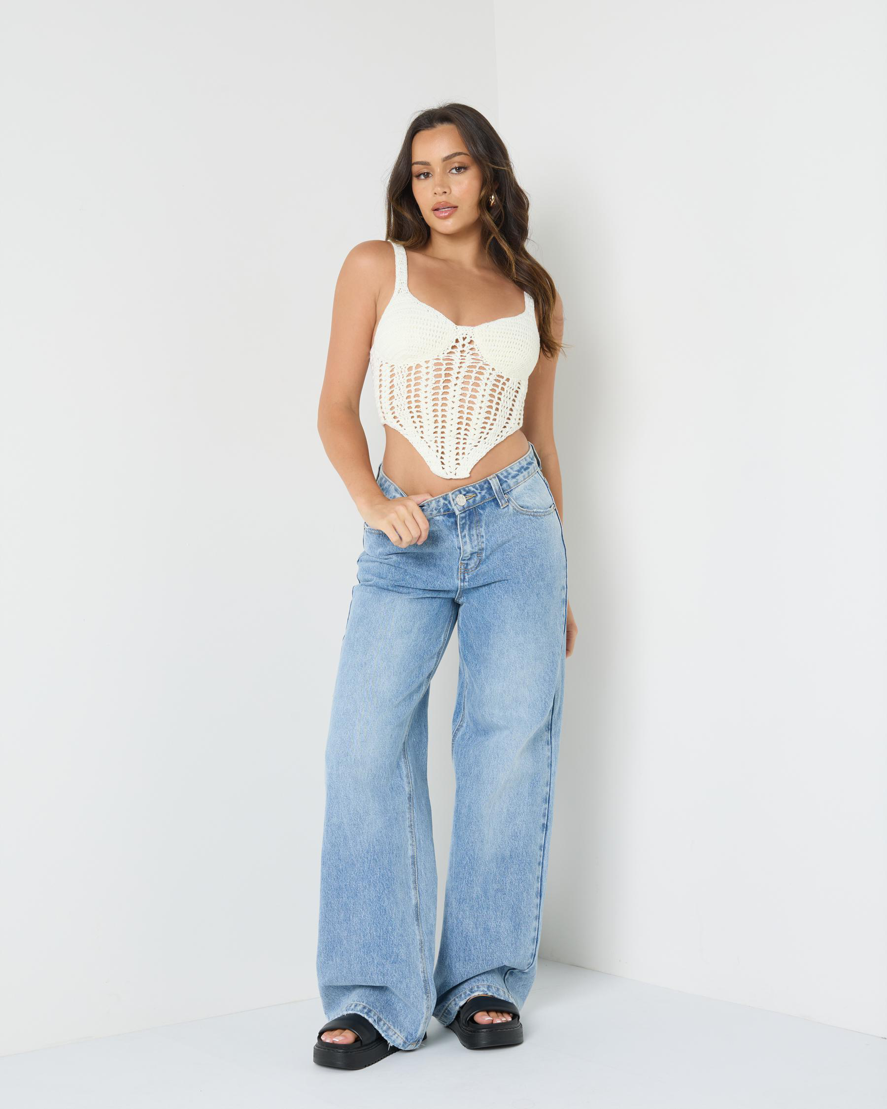 Shop Ava And Ever Celine Crochet Corset Top In White - Fast Shipping ...