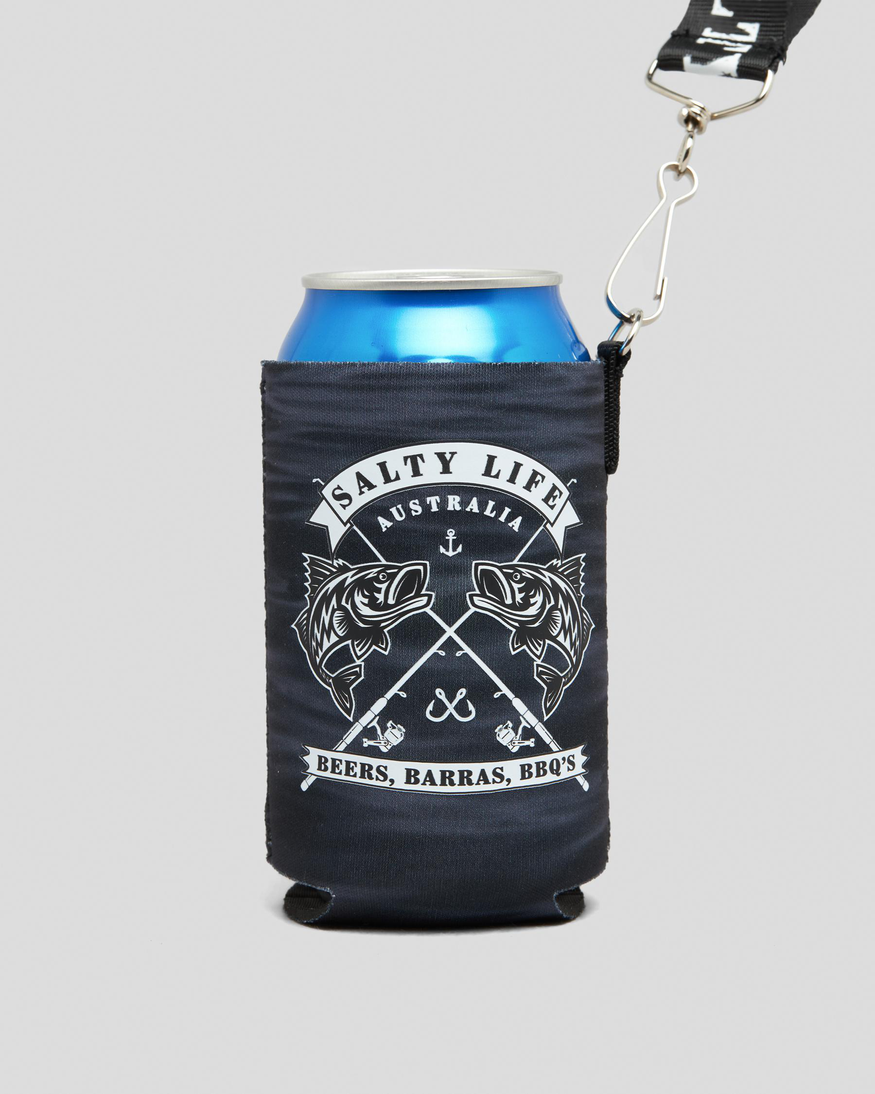 Shop Salty Life Hideaway Lanyard Stubby Cooler In Black - Fast Shipping ...