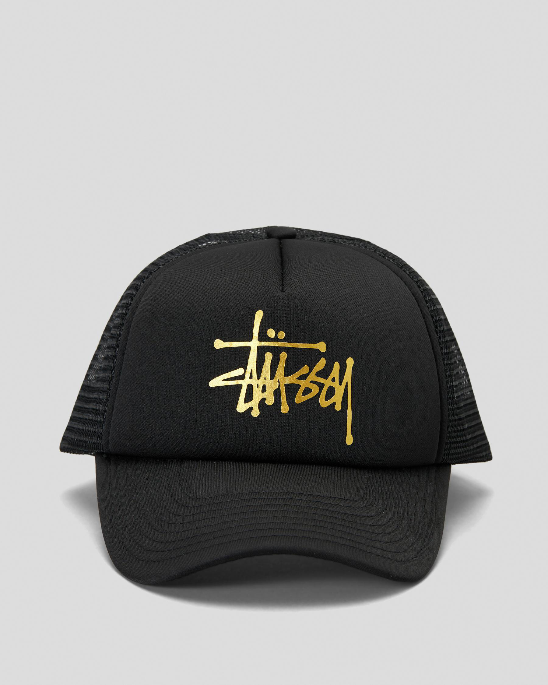 Shop Stussy Graffiti Trucker Cap In Black - Fast Shipping & Easy ...