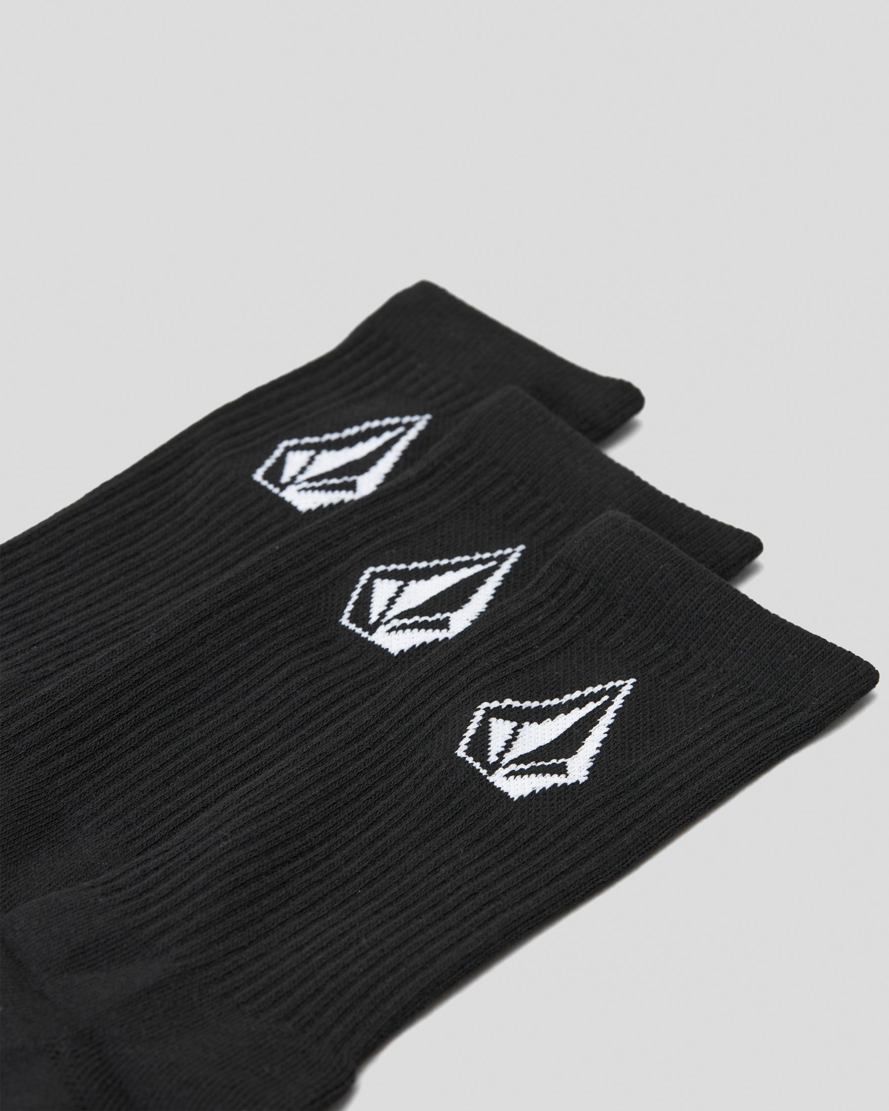 Volcom Full Stone Recycled Crew Socks 3 Pack In Black | City Beach ...