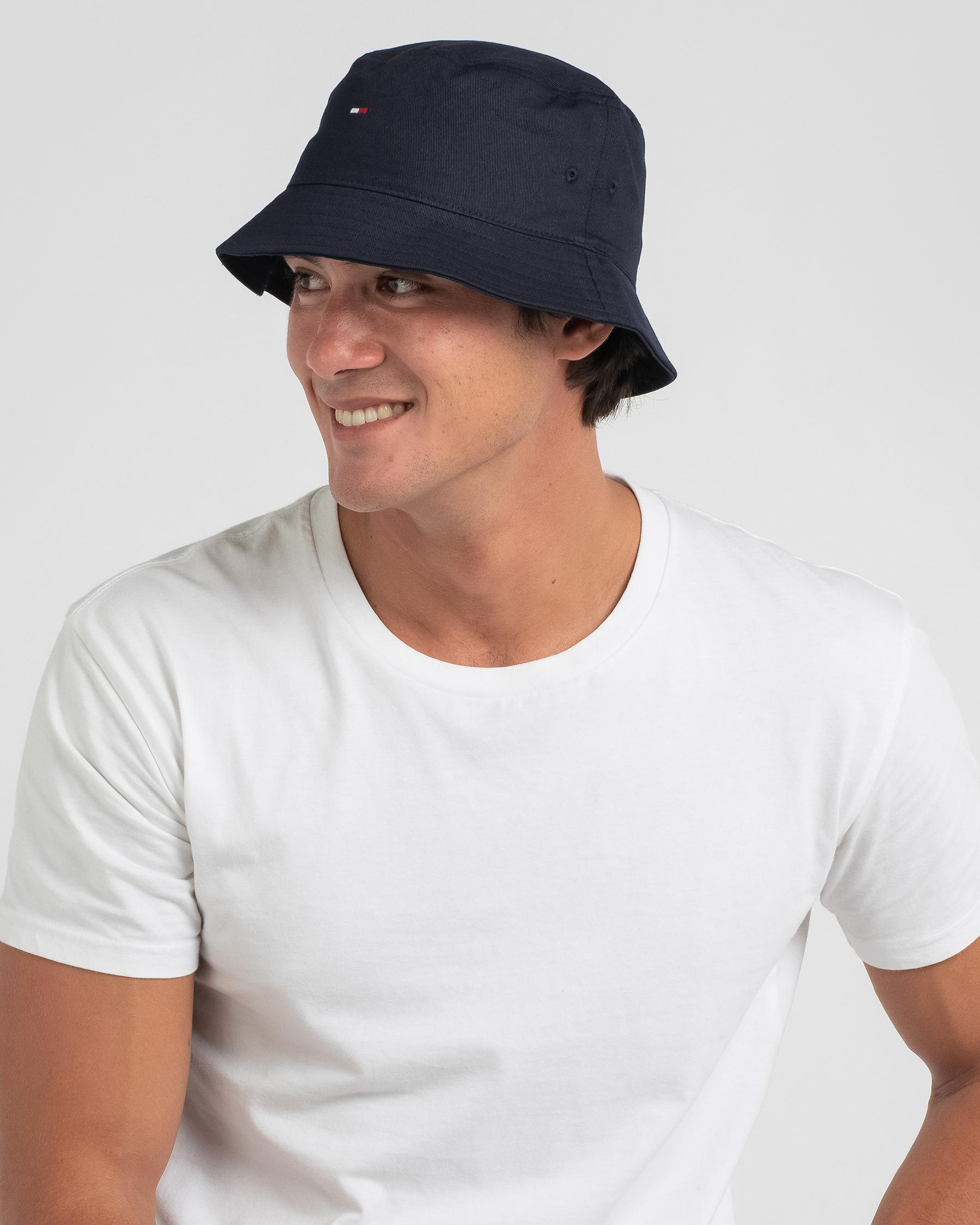 Shop Tommy Hilfiger Flag Bucket hat In Desert Sky - Fast Shipping ...