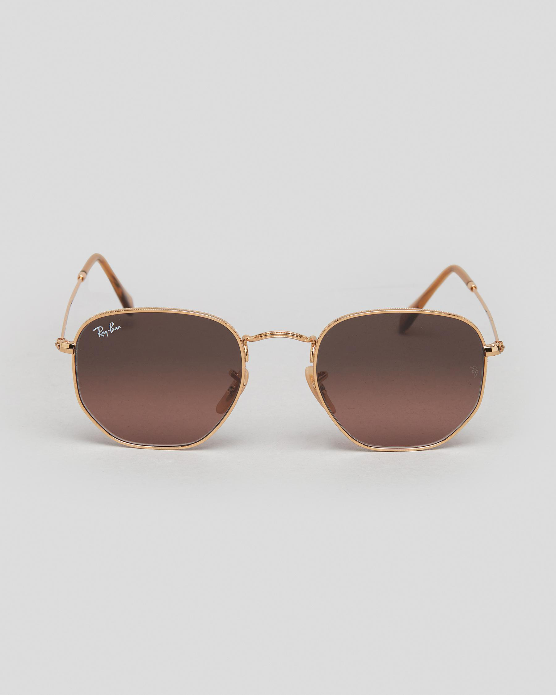 Shop Ray-Ban Hexagonal Flat RB3548N Sunglasses In Arista W/ Brown ...