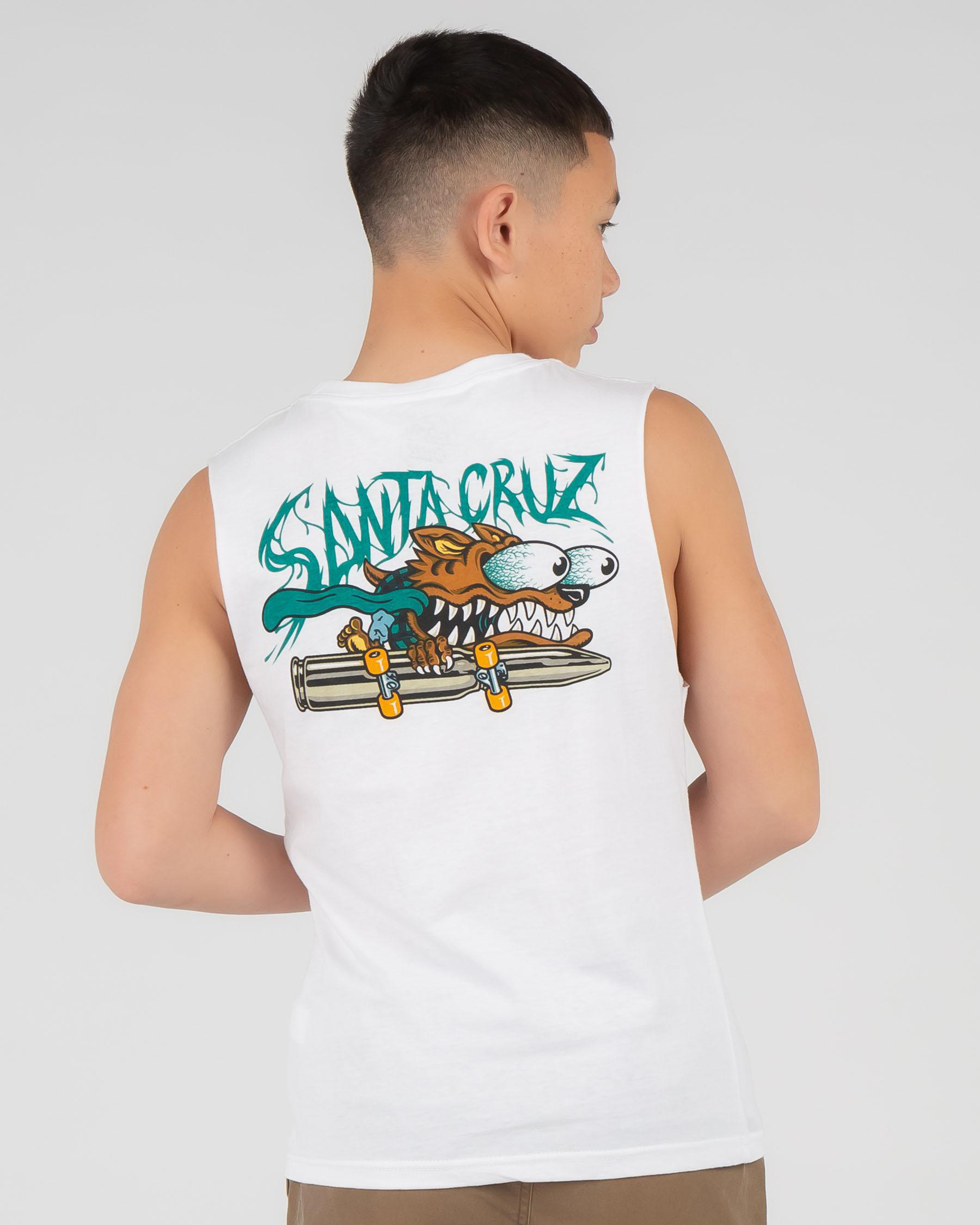 Shop Santa Cruz Boys' Wolf Slasher Muscle Tank In White - Fast Shipping ...