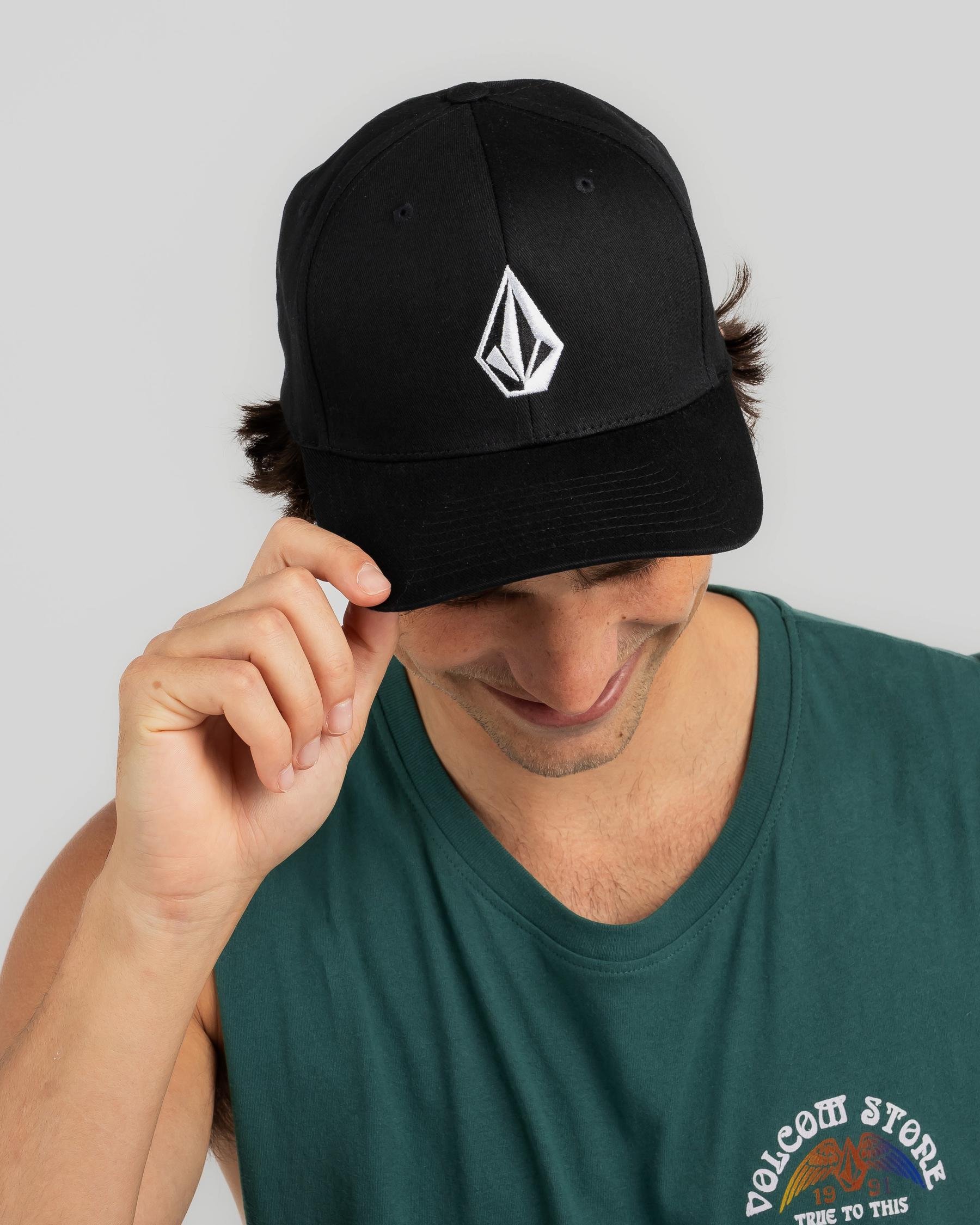Shop Volcom Full Stone Flexfit Cap In Black - Fast Shipping & Easy ...