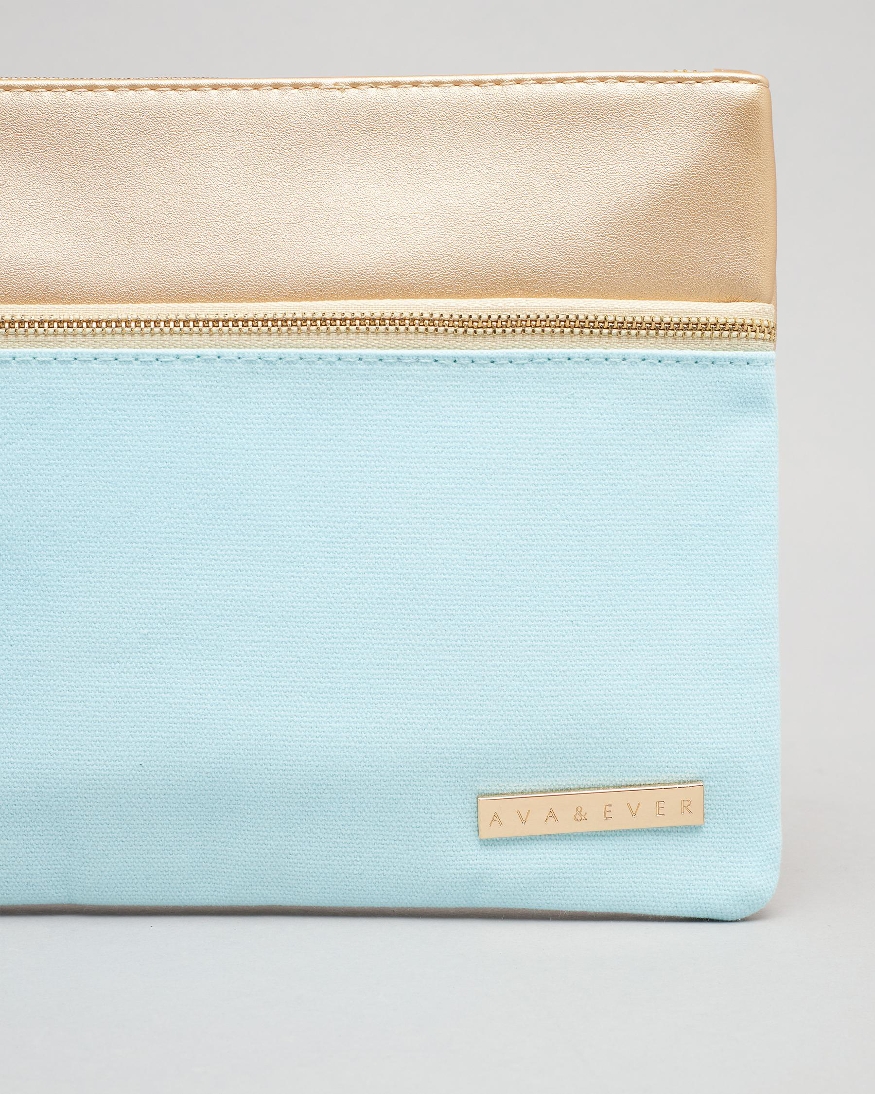 Shop Ava And Ever May Pencil Case In Light Blue/brass Gold - Fast ...