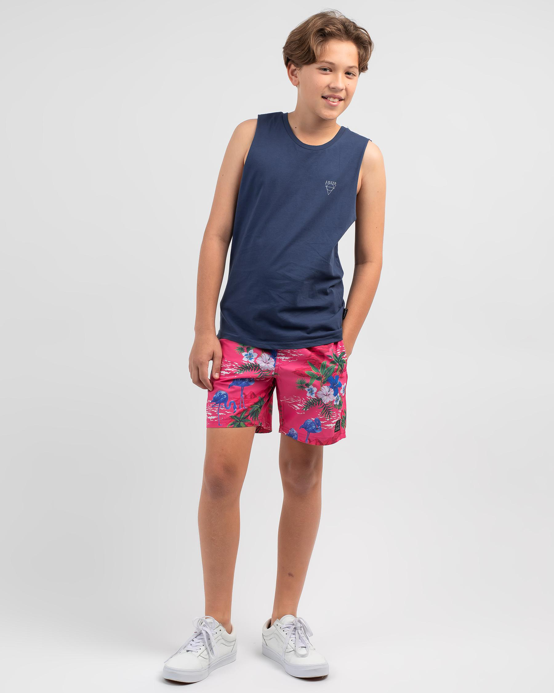 Shop Lucid Boys' United Muscle Tank In Slate Blue - Fast Shipping ...
