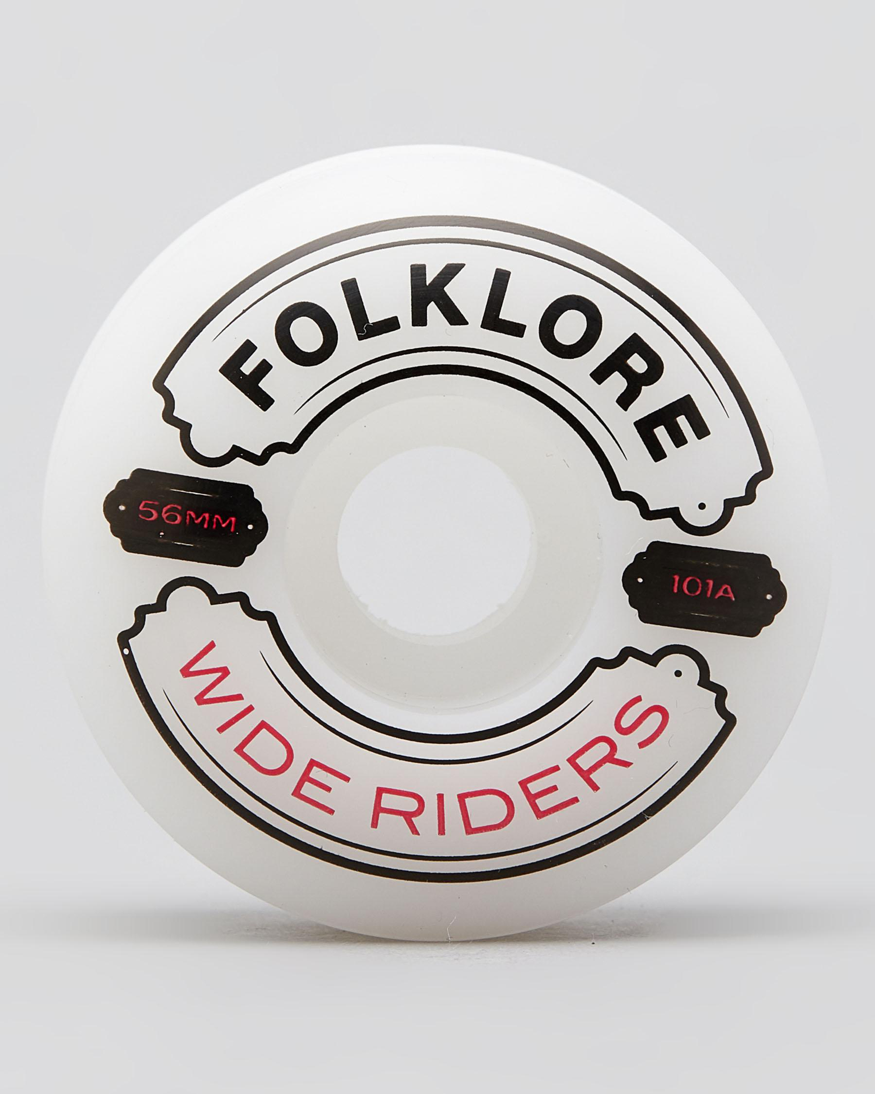 Shop Folklore Wide Rider 56mm Skateboard Wheels In White - Fast ...