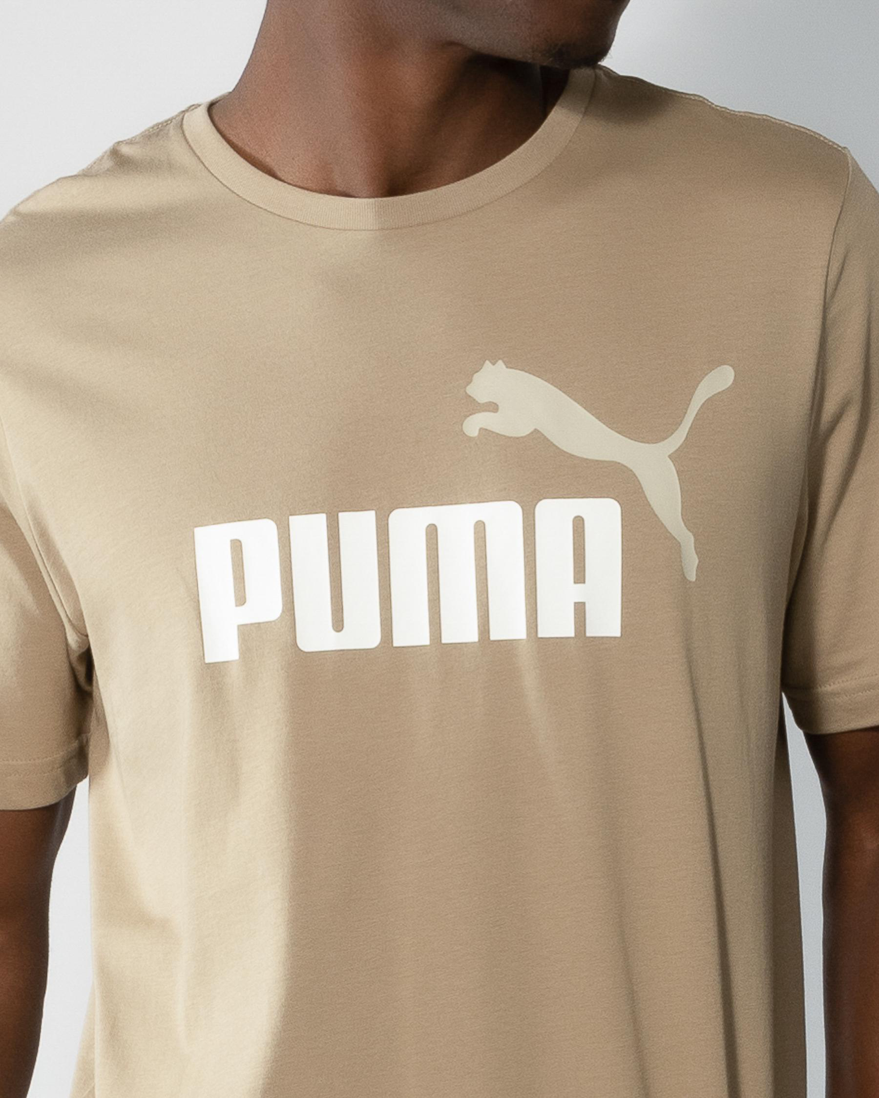 Shop Puma ESS+2 Col Logo T-Shirt In Oak Branch - Fast Shipping & Easy ...