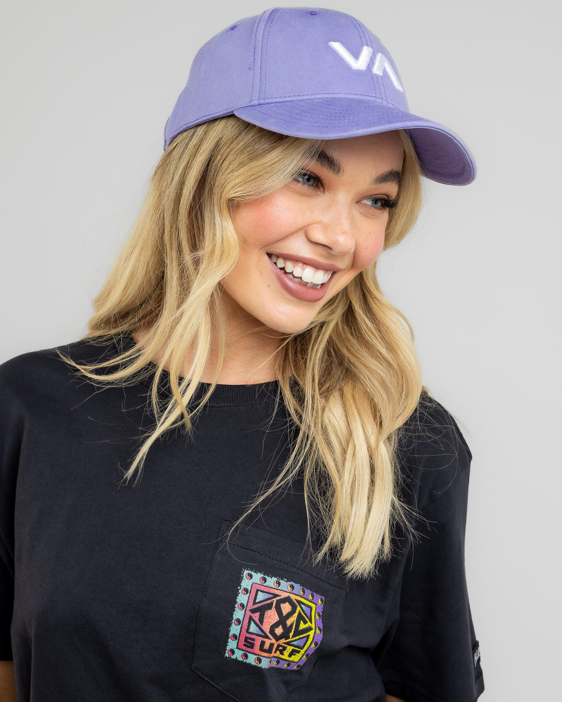 Shop RVCA VA Baseball Cap In Jacaranda - Fast Shipping & Easy Returns ...