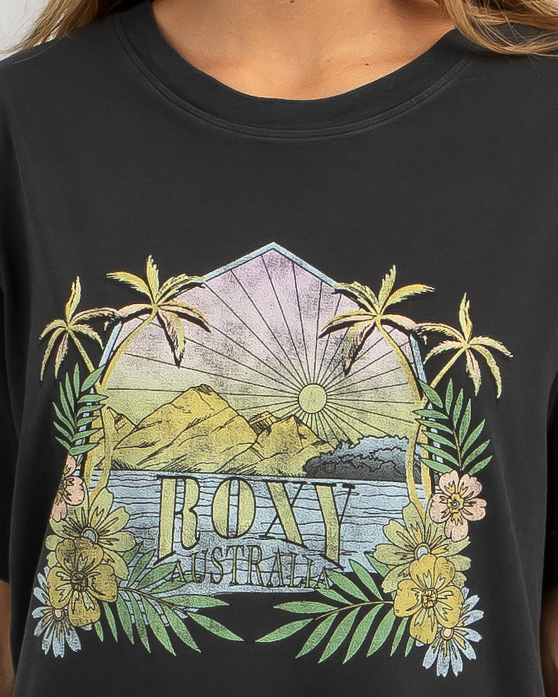 Shop Roxy East Coast Destination Tee In Anthracite - Fast Shipping ...