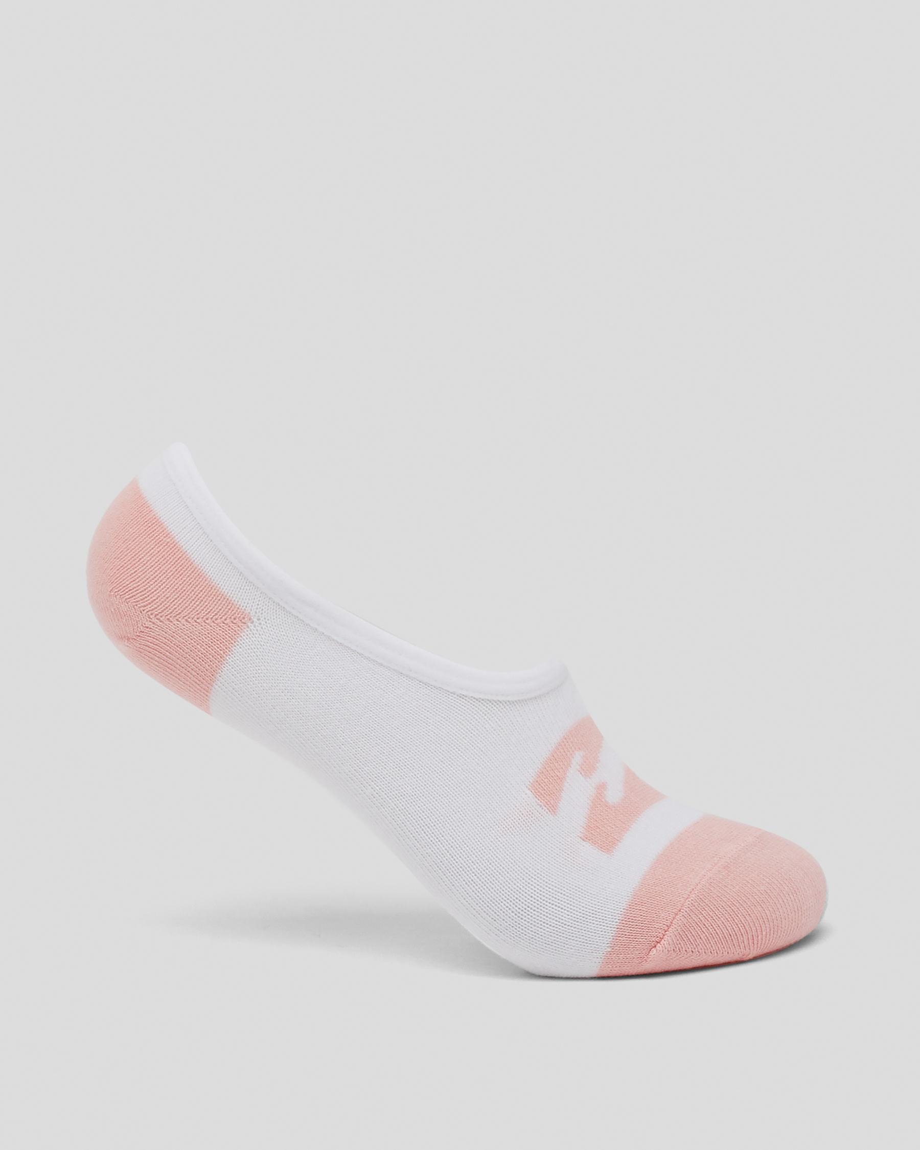 Shop Billabong Women's Invisible Socks In White/peach - Fast Shipping ...
