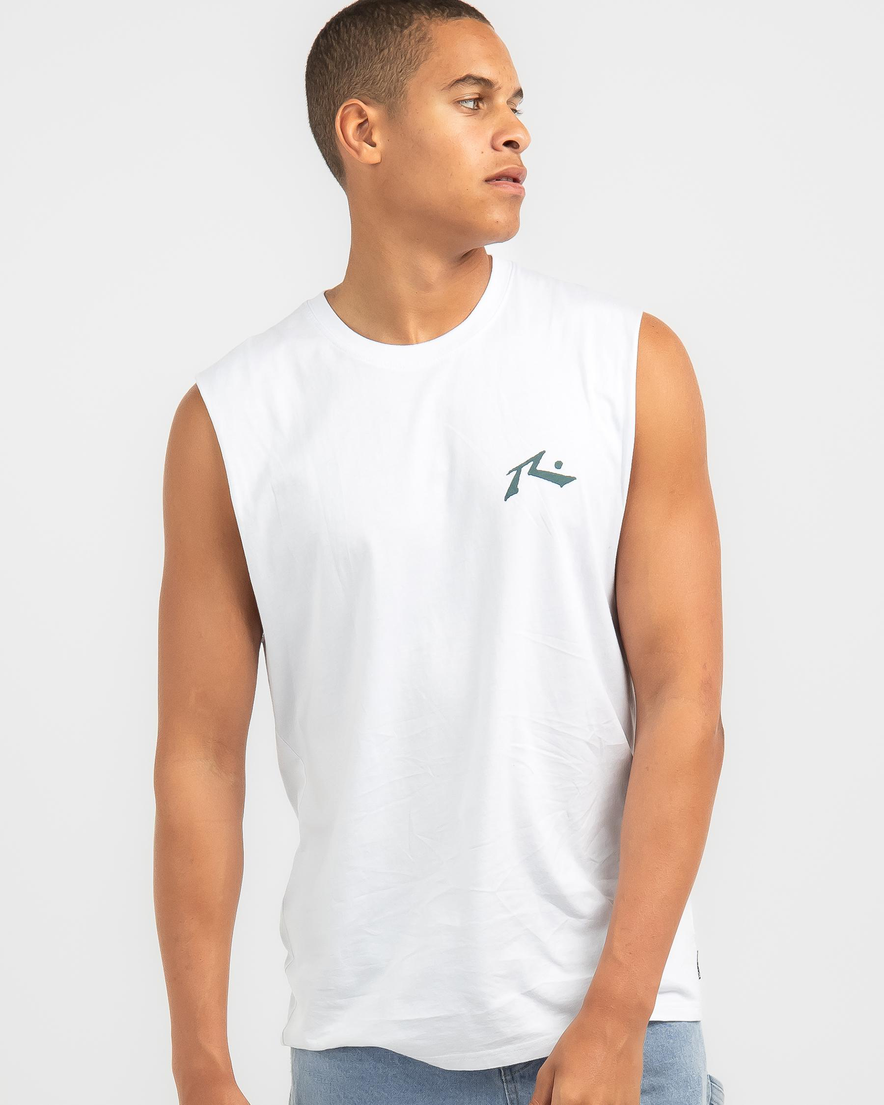 Shop Rusty Competition Muscle Tank In White/ Sea Spray - Fast Shipping ...