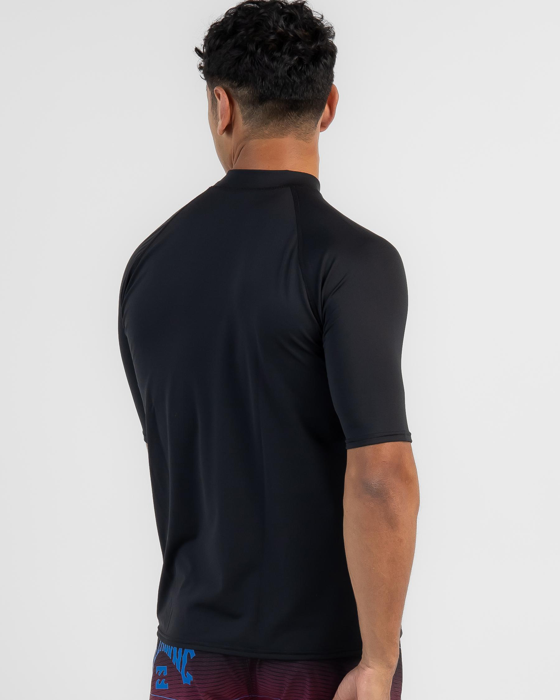 Shop Billabong Union Short Sleeve Rash Vest In Stealth - Fast Shipping ...