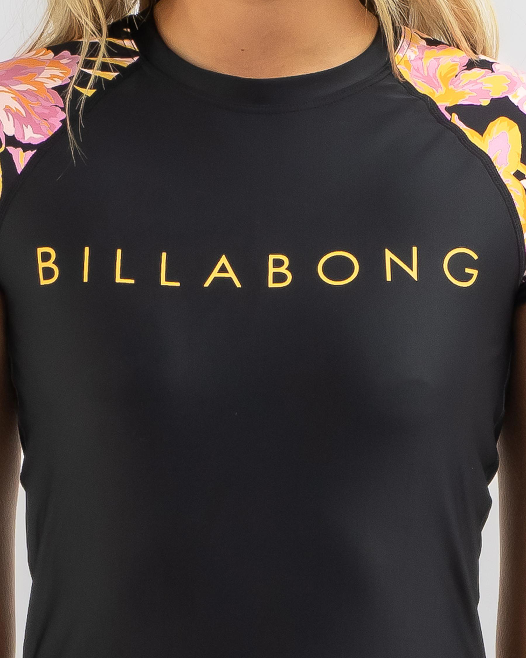 Shop Billabong Copacabana Cap Sleeve Rash Vest In Black - Fast Shipping ...