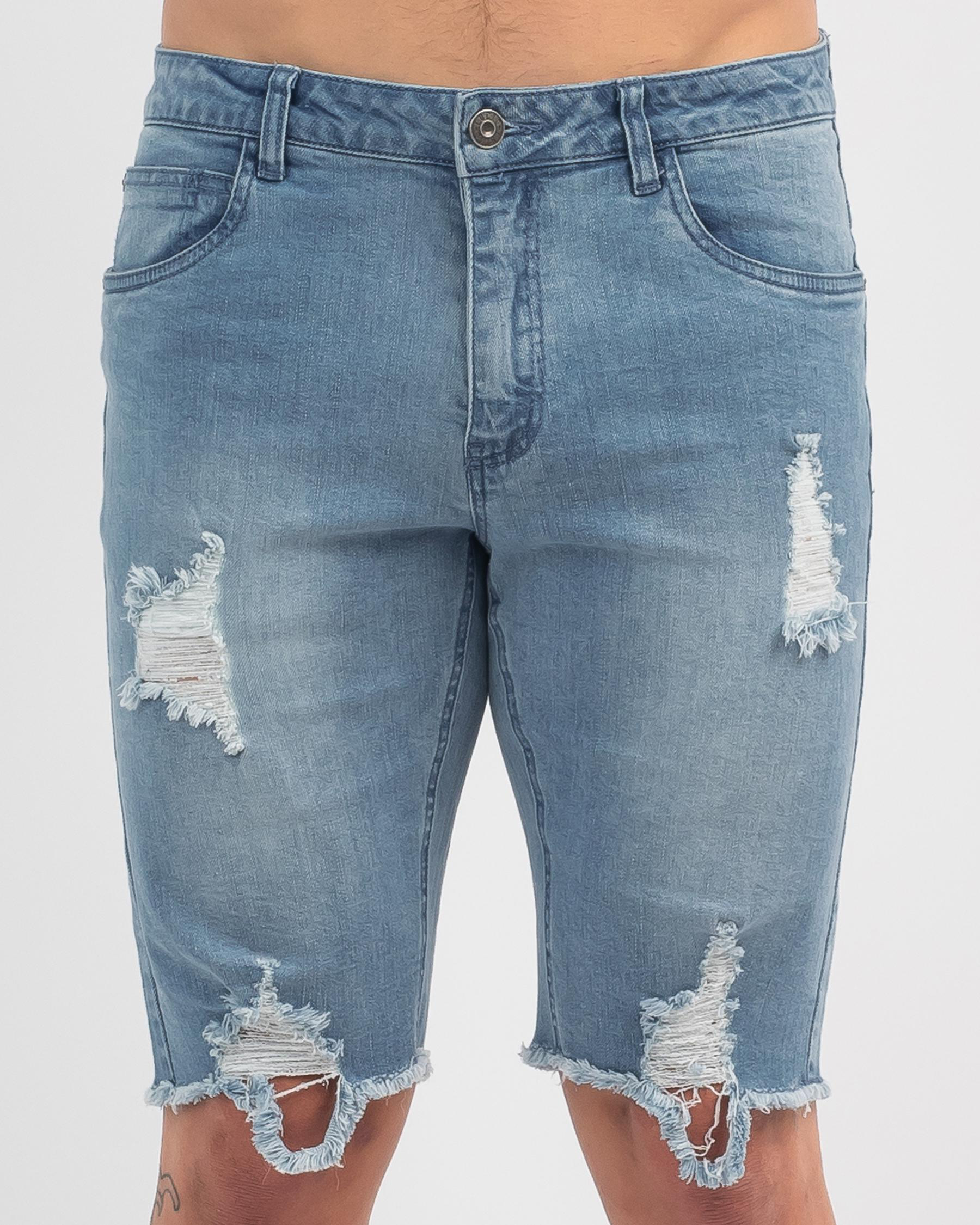 Lucid Raged Walk Shorts In Light Blue Denim - FREE* Shipping & Easy ...