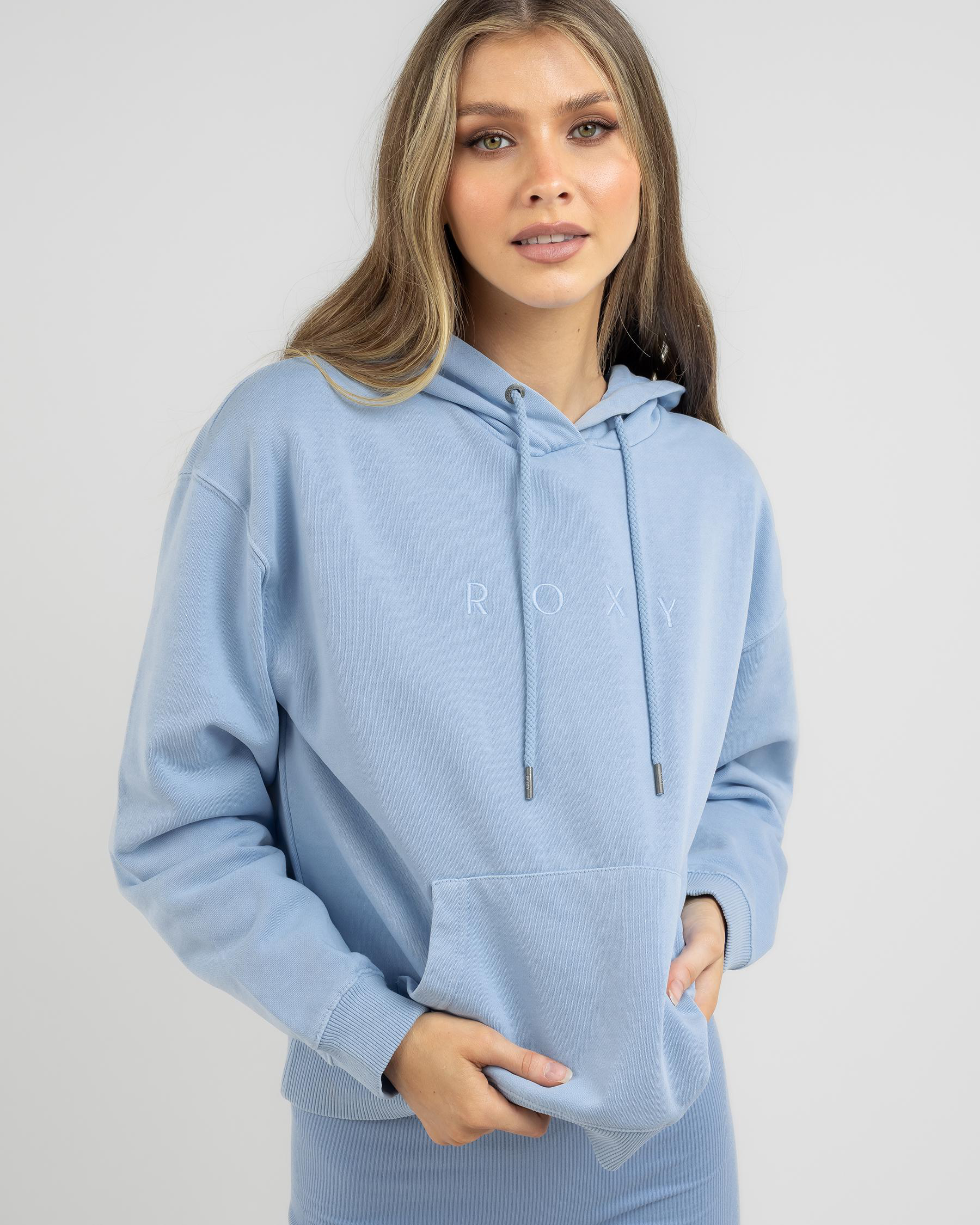 Shop Roxy Until Daylight Hoodie In Powder Blue - Fast Shipping & Easy ...