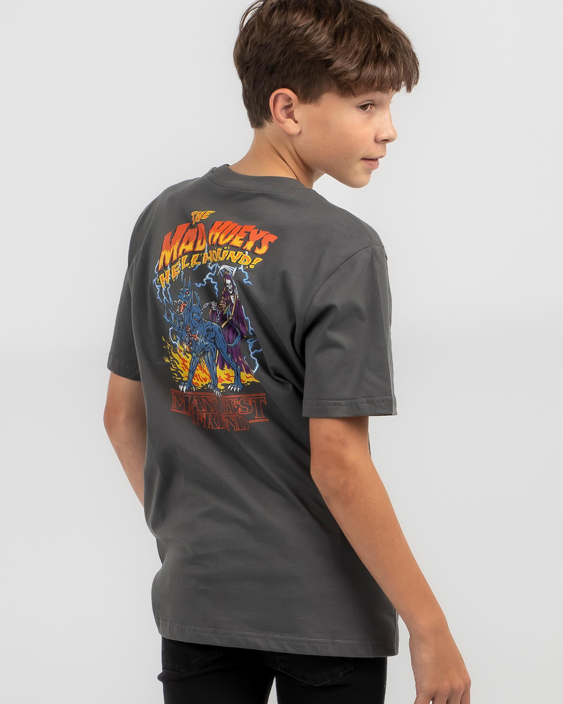 Shop The Mad Hueys Boys' Hellhound T-Shirt In Charcoal - Fast Shipping ...