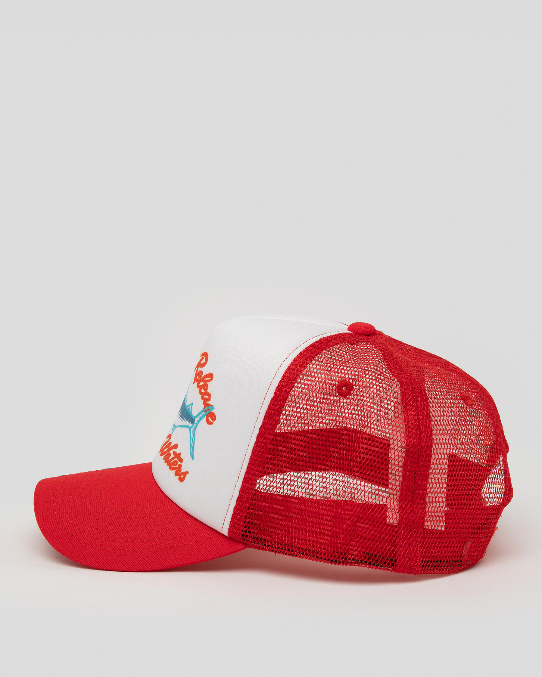 Shop Frothies Catch & Release Trucker Cap In White/red - Fast Shipping ...