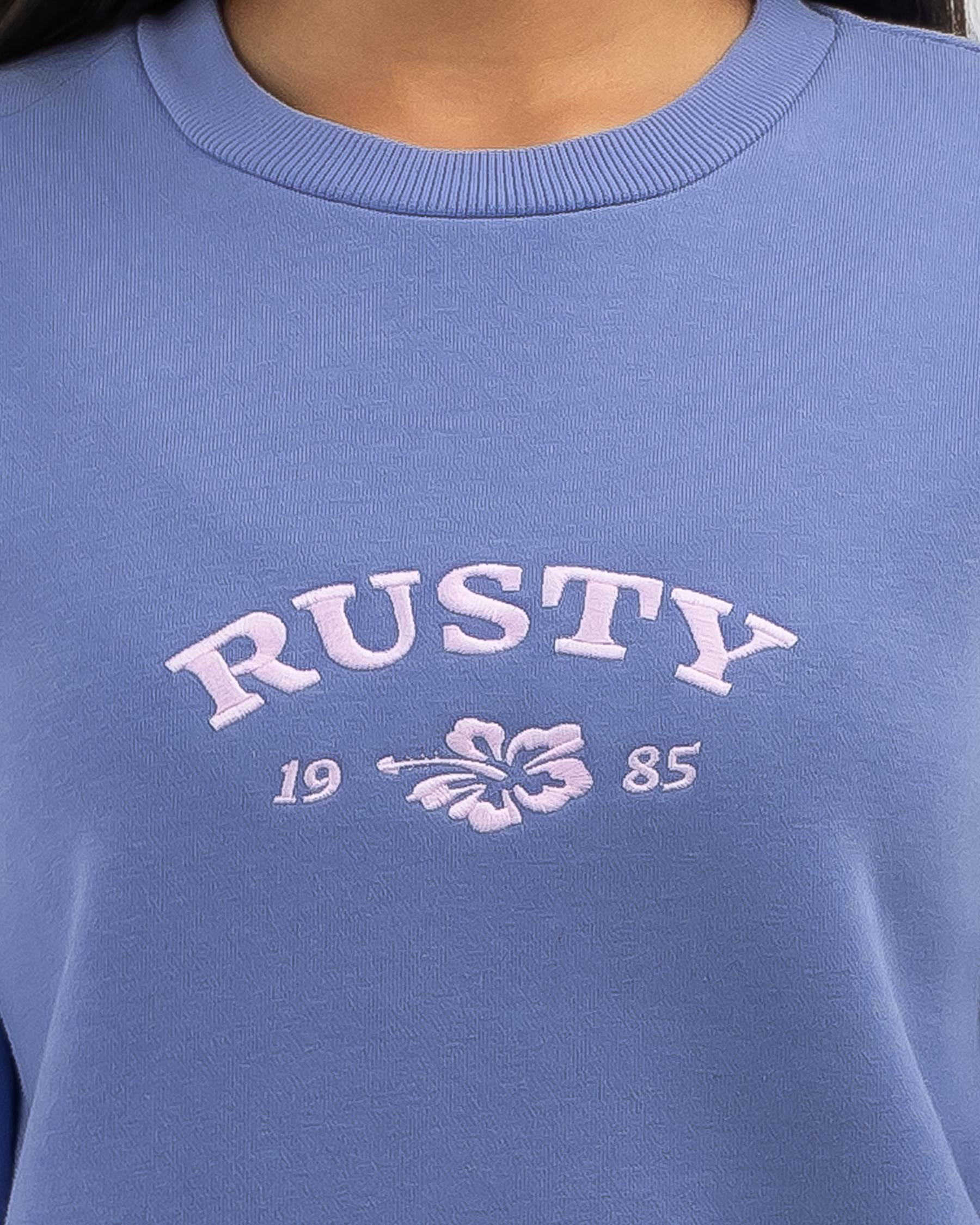 Shop Rusty Girls' Thriving Relaxed Crew Jumper In Periwinkle Blue ...
