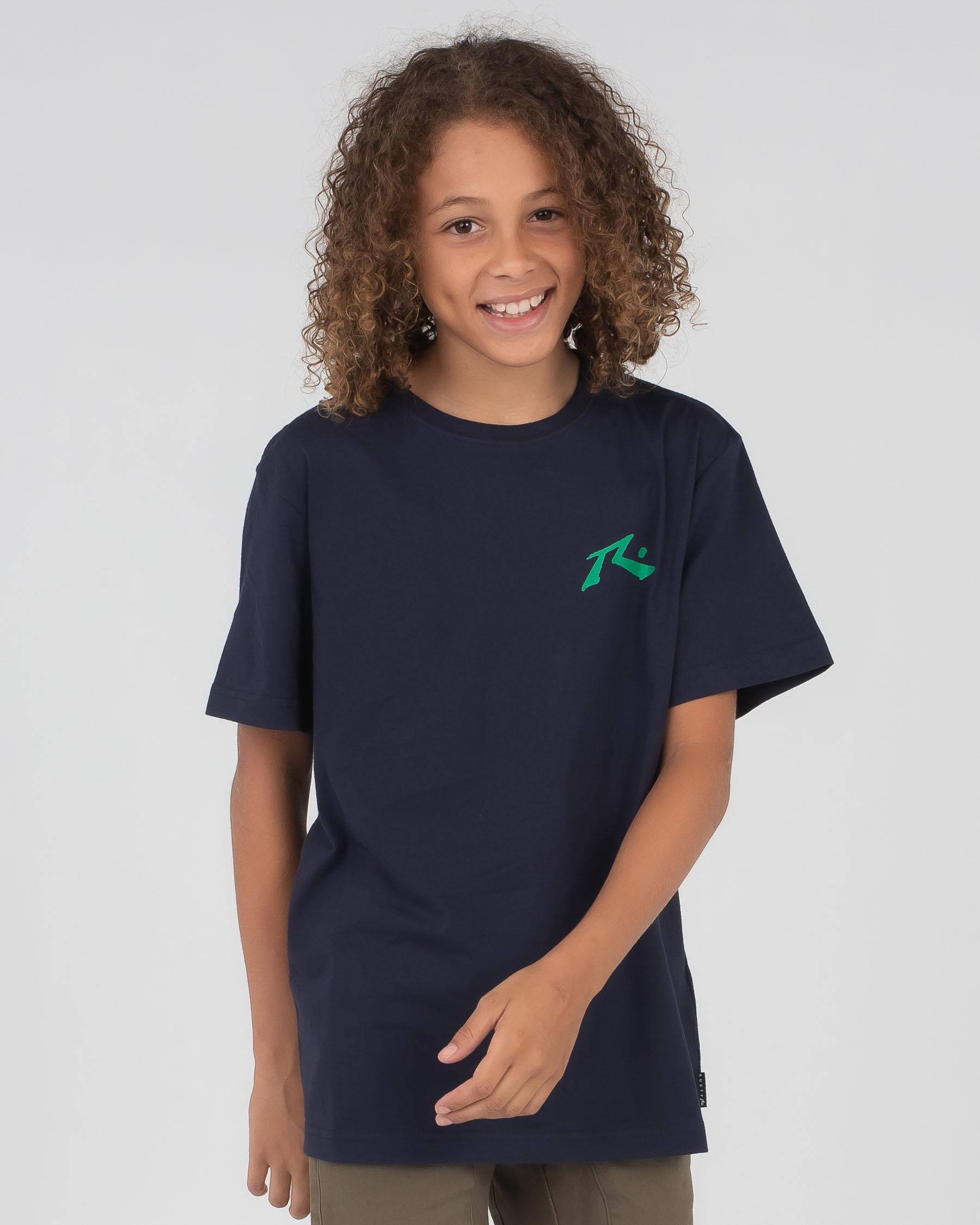 Shop Rusty Boys' Competition T-Shirt In Navy Blue 1 - Fast Shipping ...