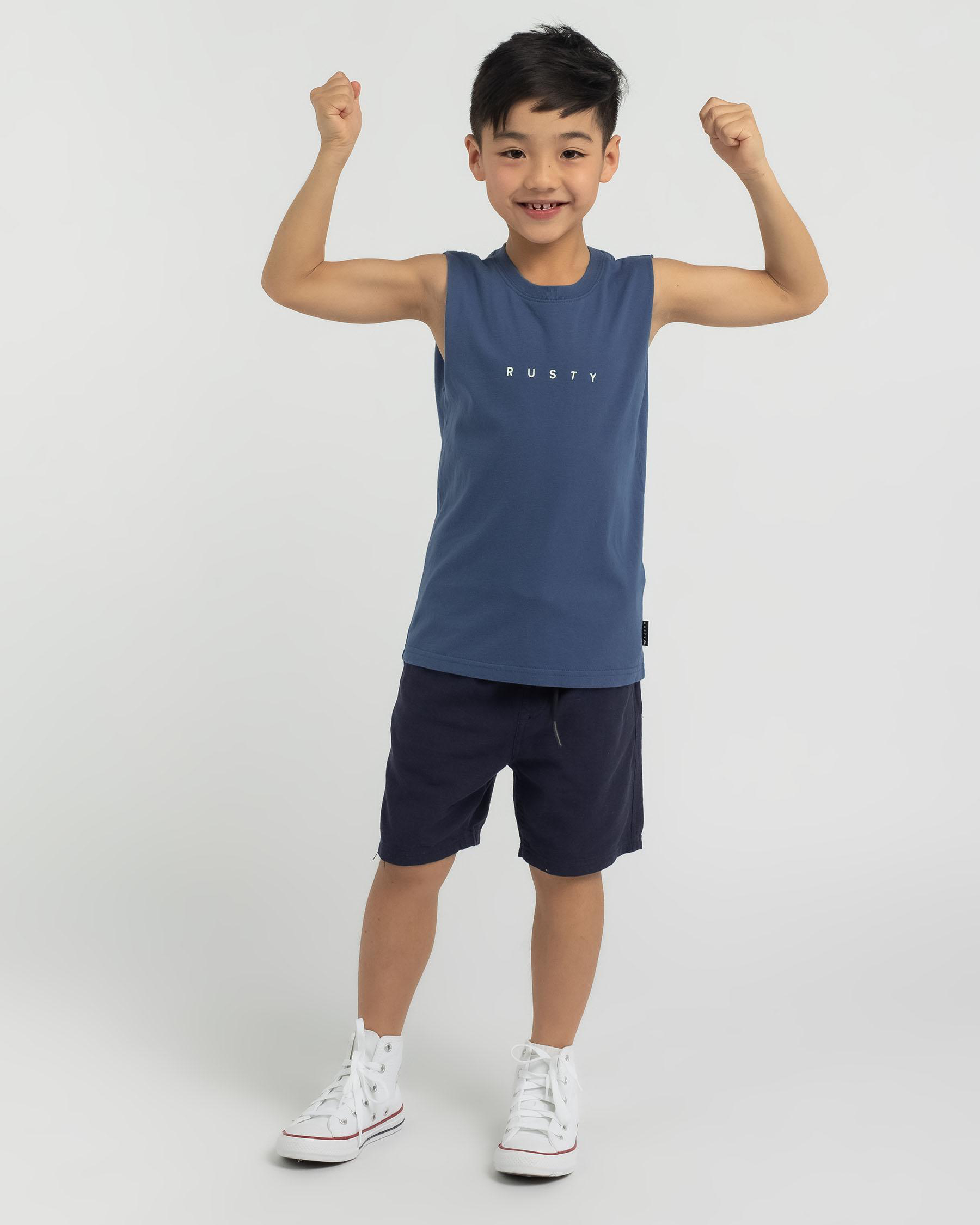 Shop Rusty Toddlers' Short Cut Muscle Tank In China Blue - Fast ...