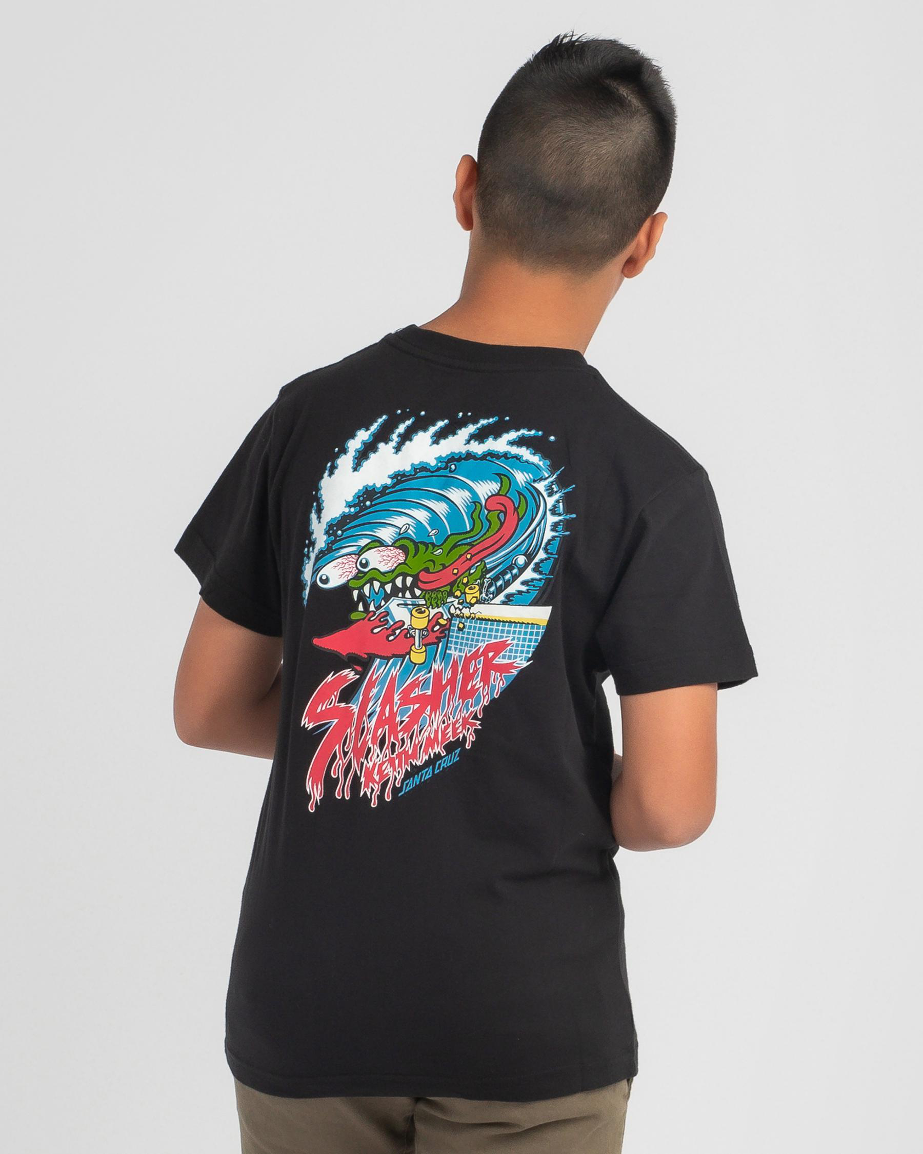 Shop Santa Cruz Boys' Wave Slasher T-Shirt In Black - Fast Shipping ...