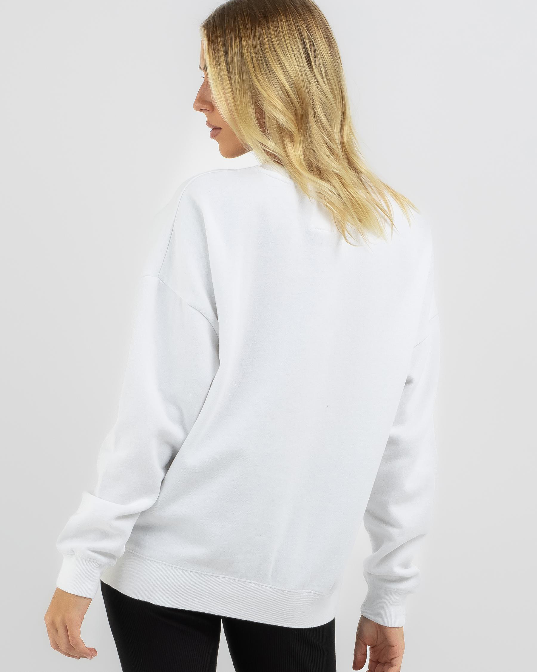Shop Billabong Society Crewneck Sweatshirt In White - Fast Shipping ...