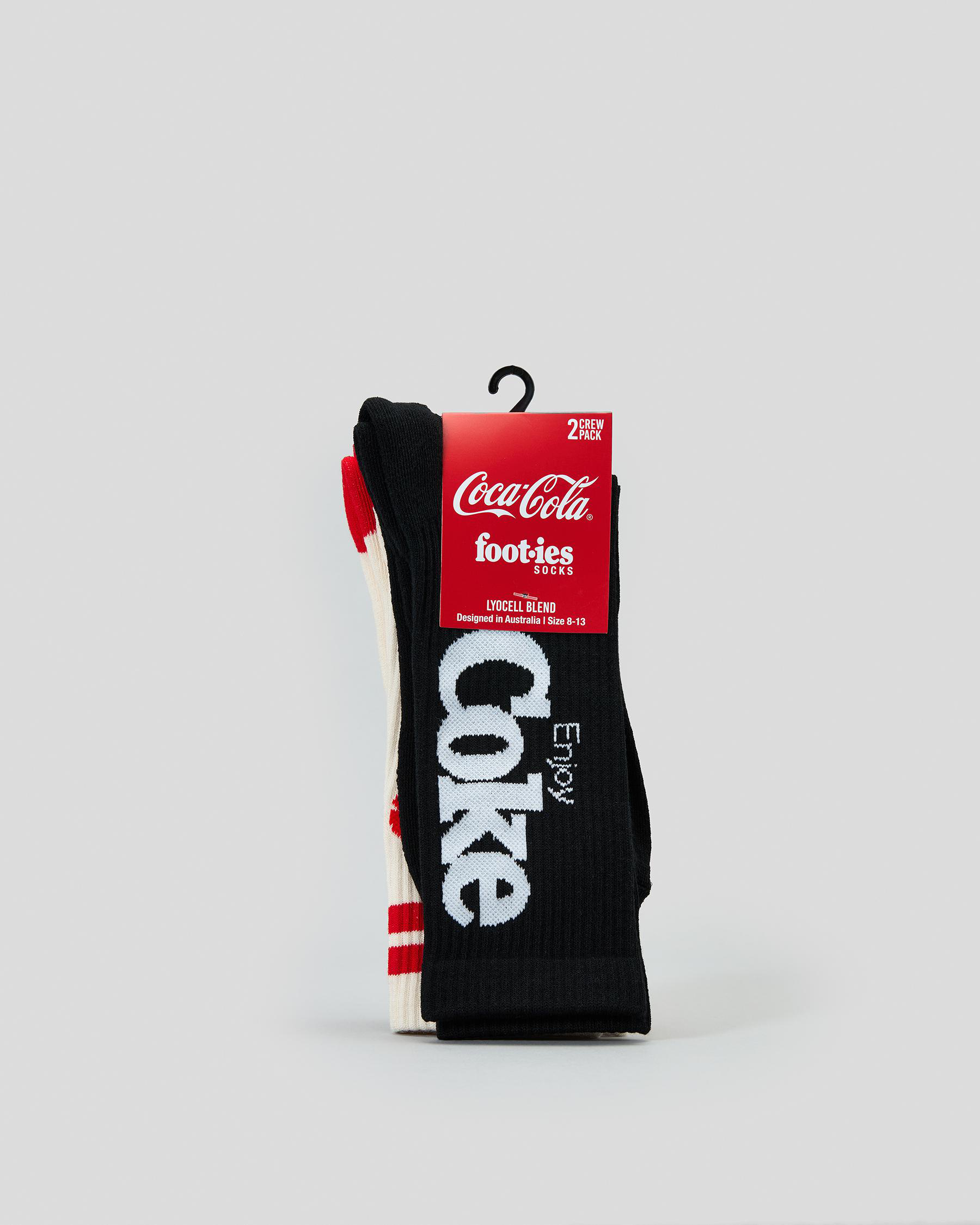 Shop FOOT-IES Coke Logo Sneaker Socks 2 Pack In Cream/black - Fast ...
