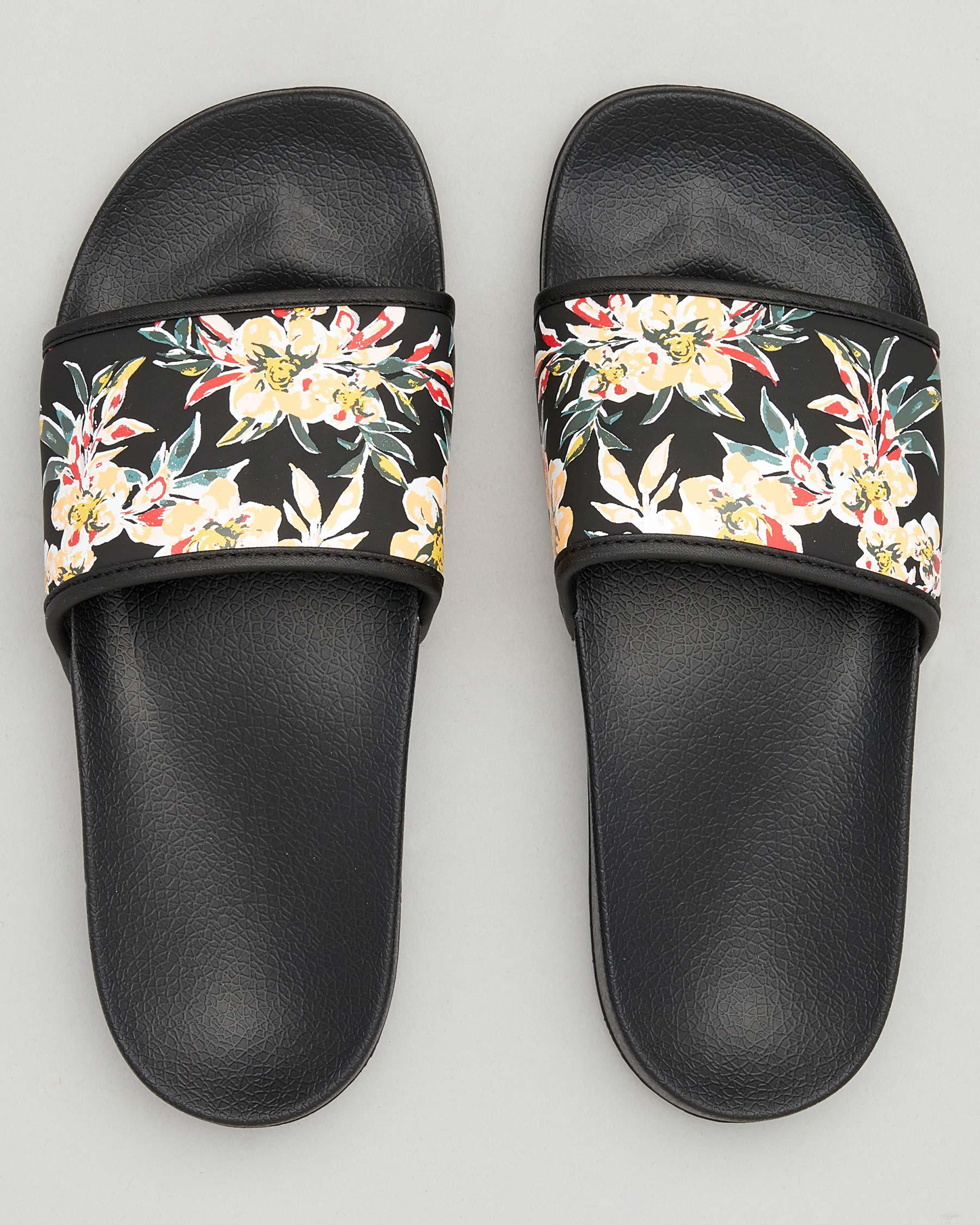 Shop Roxy Womens Roxy Slippy IV Slide Sandals In Black Floral - Fast ...