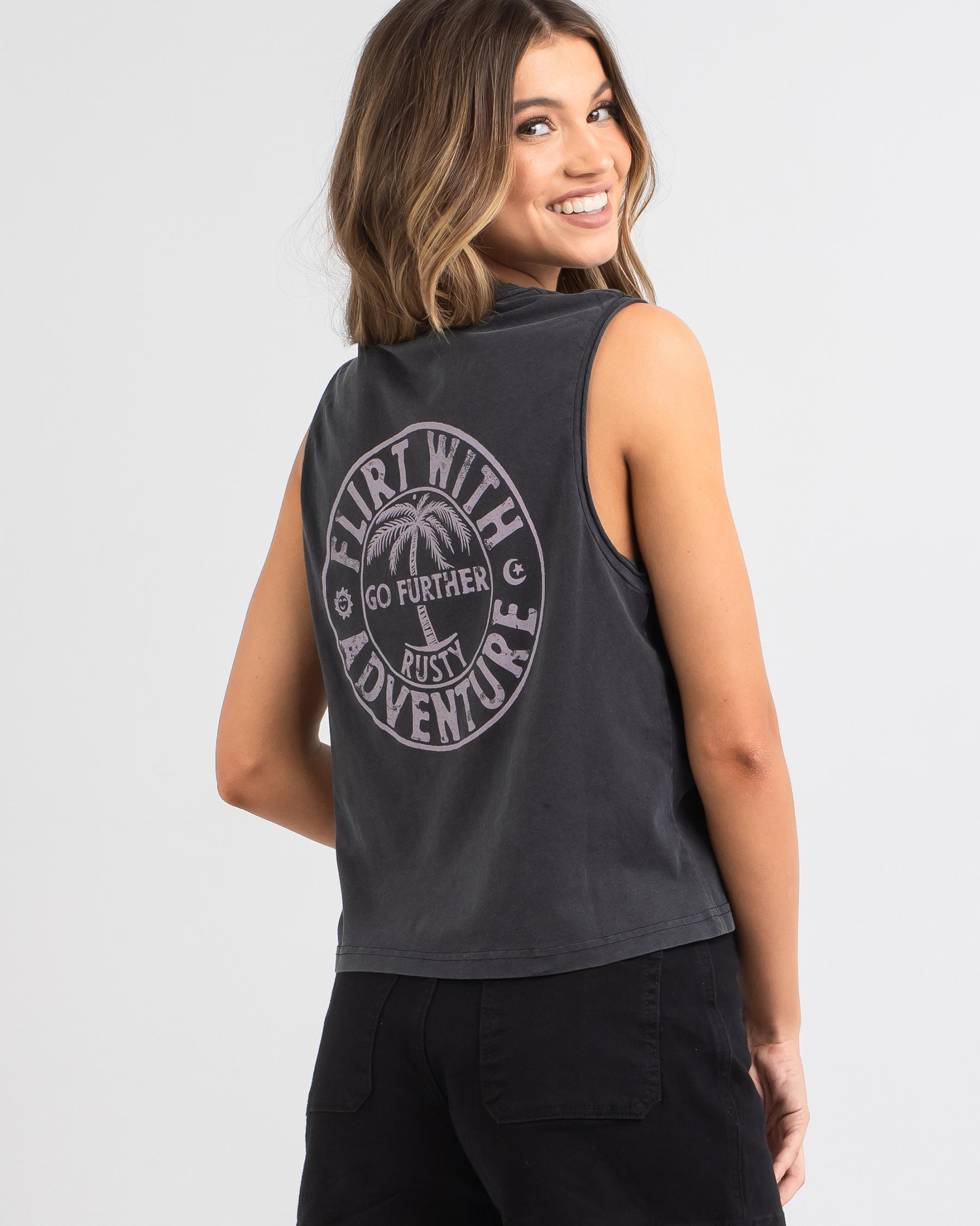 Shop Rusty Flirt Tank Top In Washed Black - Fast Shipping & Easy ...