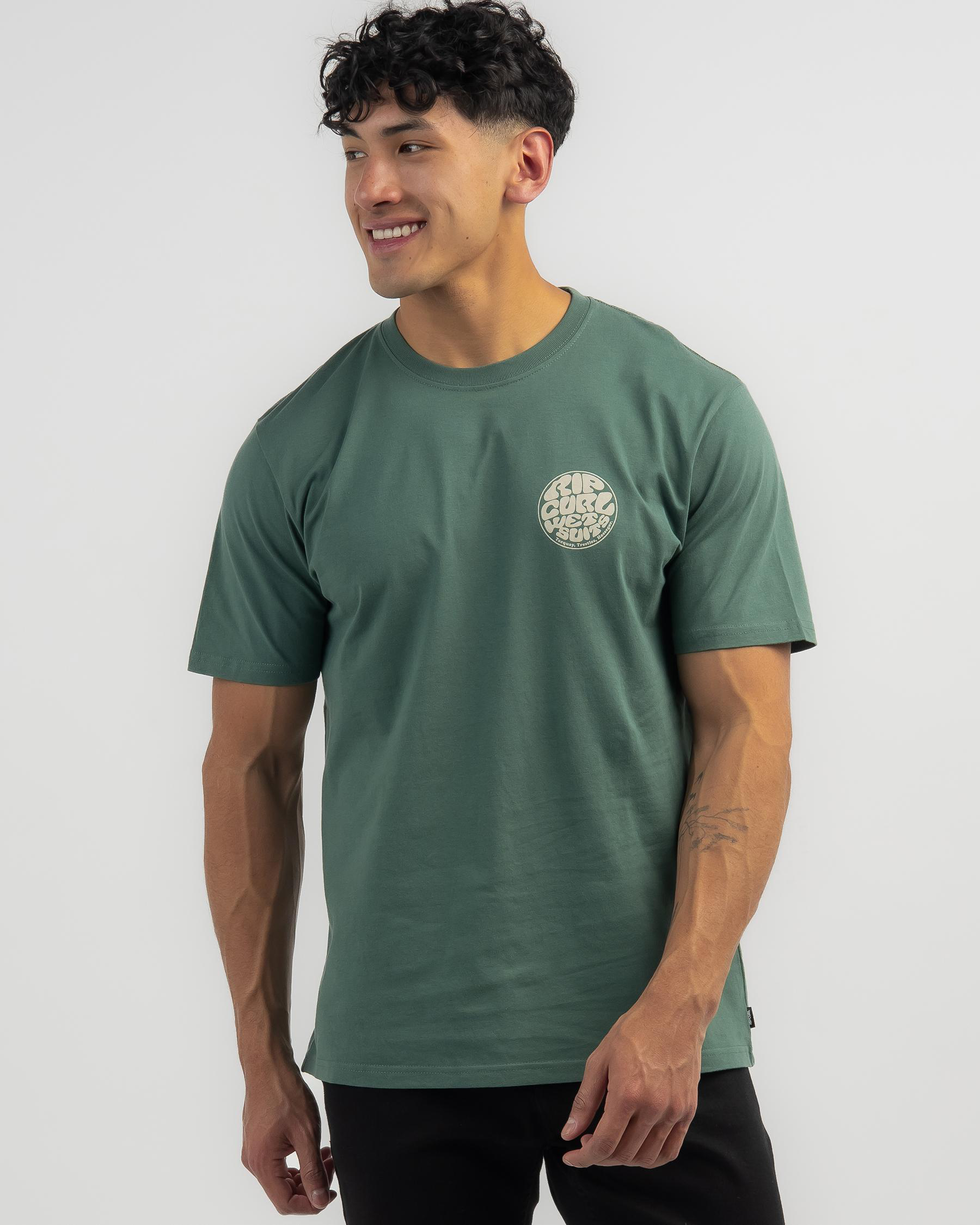 Shop Rip Curl Wetsuit Icon T-Shirt In Washed Green - Fast Shipping ...