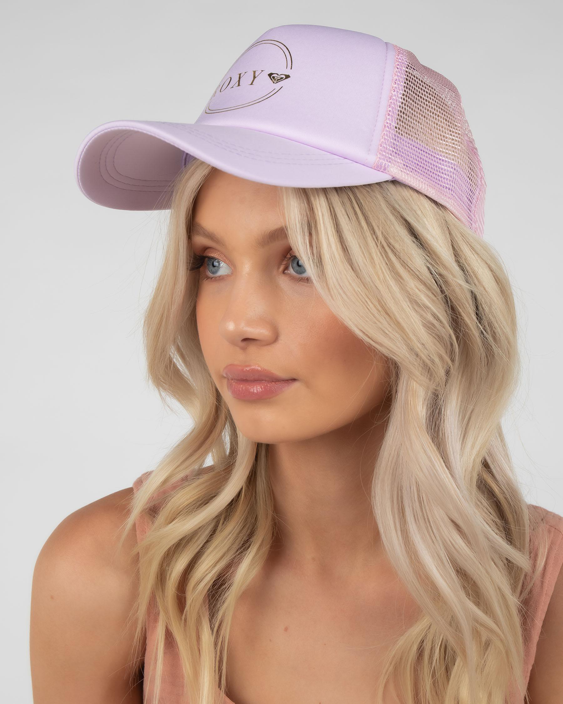 Shop Roxy Brennan Trucker Cap In Lavender Fog - Fast Shipping & Easy ...