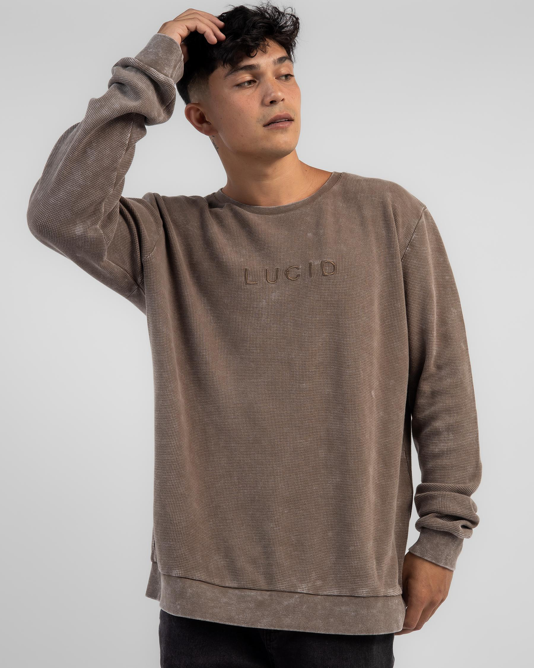 Shop Lucid Amok Long Sleeve T-Shirt In Light Brown Acid - Fast Shipping ...