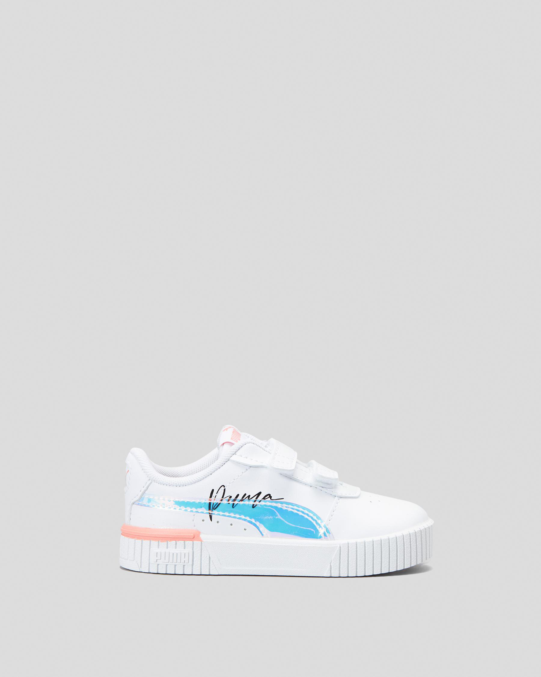 Shop Puma Toddlers' Carina Crystal Wings Shoes In Puma White/peach Smoothie/puma Black - Fast ...