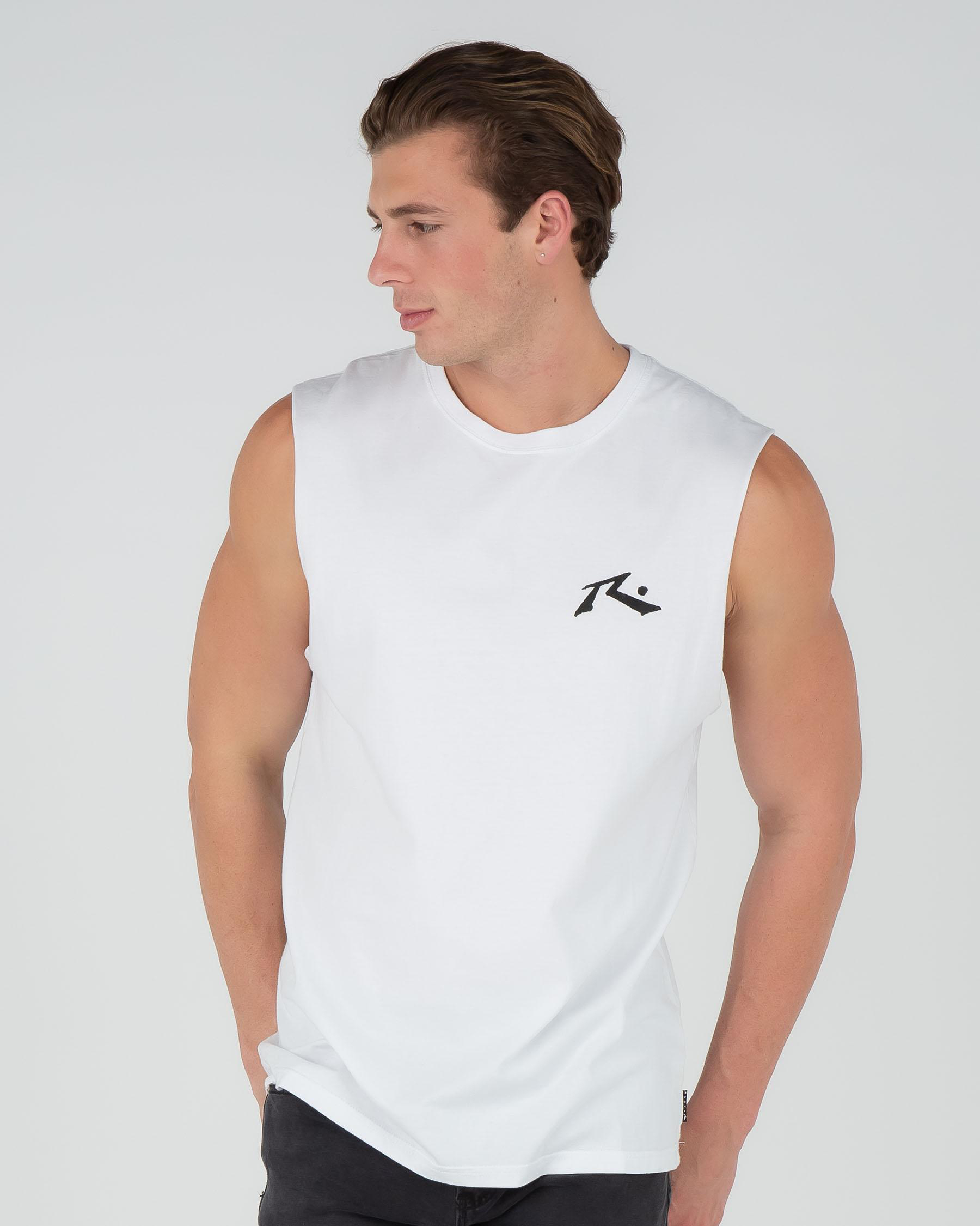 Shop Rusty Competition Muscle Tank In White - Fast Shipping & Easy ...