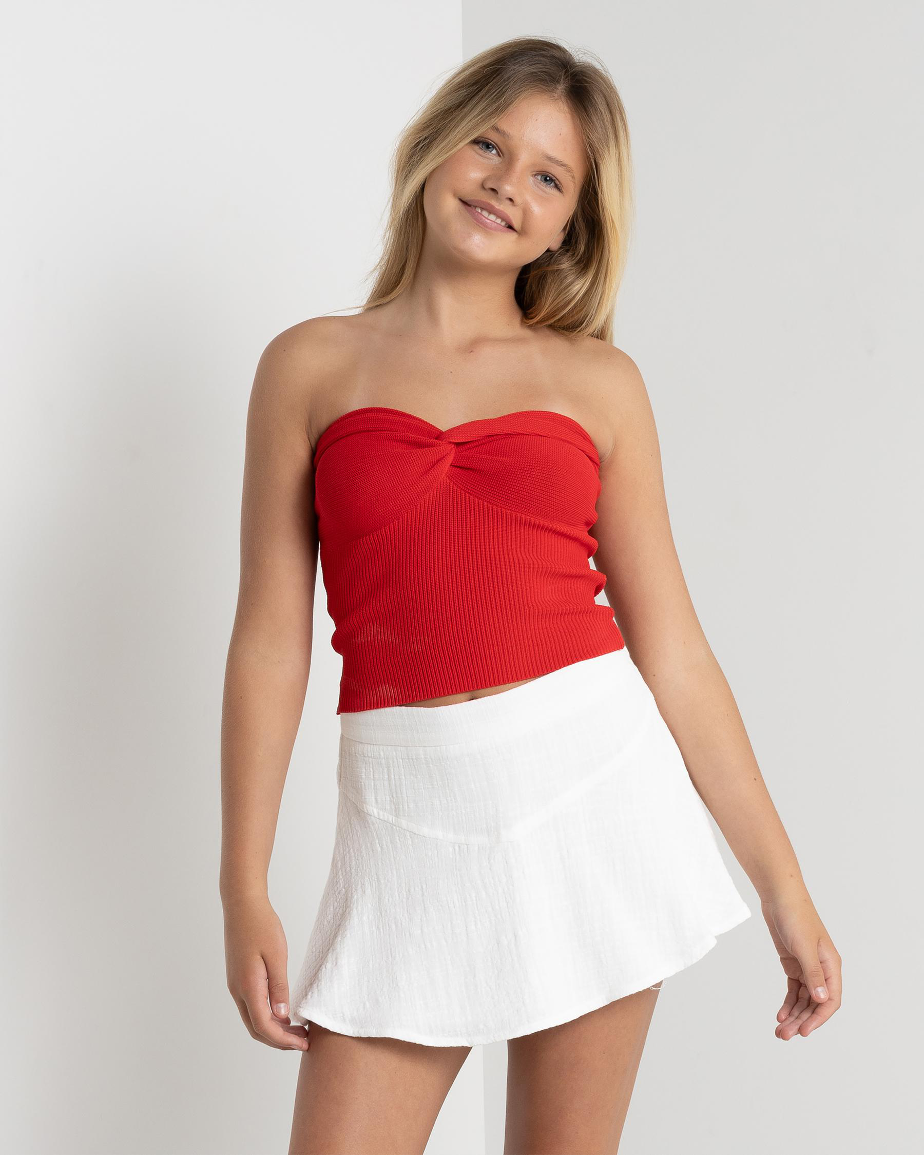 Shop Mooloola Girls' Bianca Knit Tube Top In Red - Fast Shipping & Easy ...