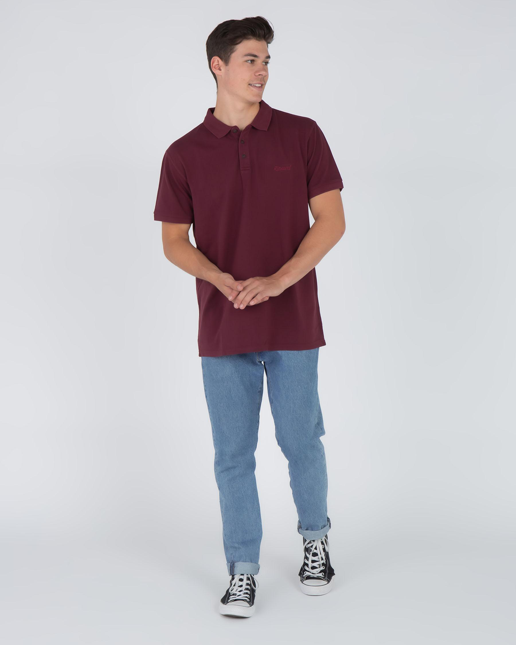 Shop Rip Curl Faded Polo Shirt In Maroon - Fast Shipping & Easy Returns ...