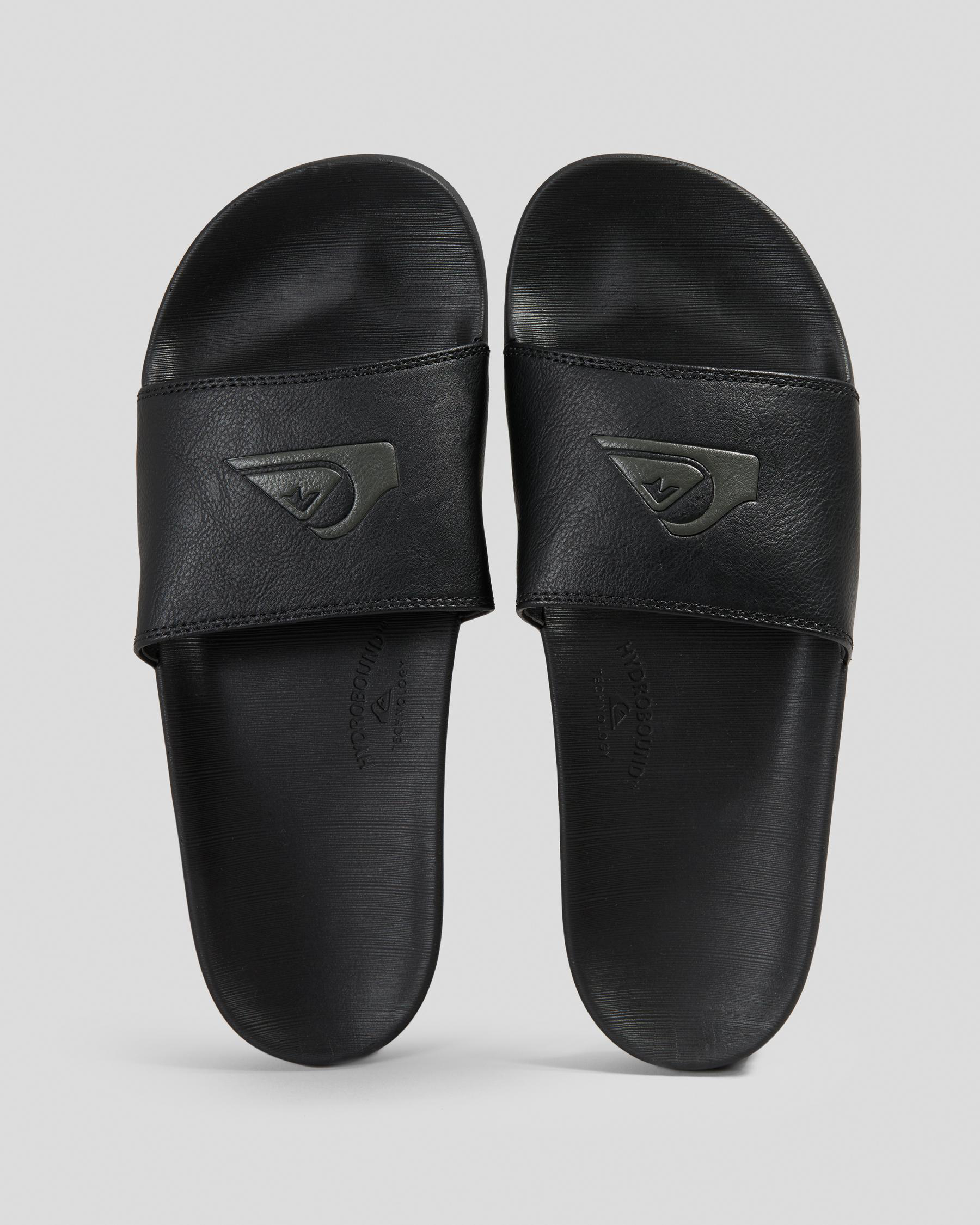 Quiksilver Rivi Nubuck Slides In Black 1 - FREE* Shipping & Easy ...