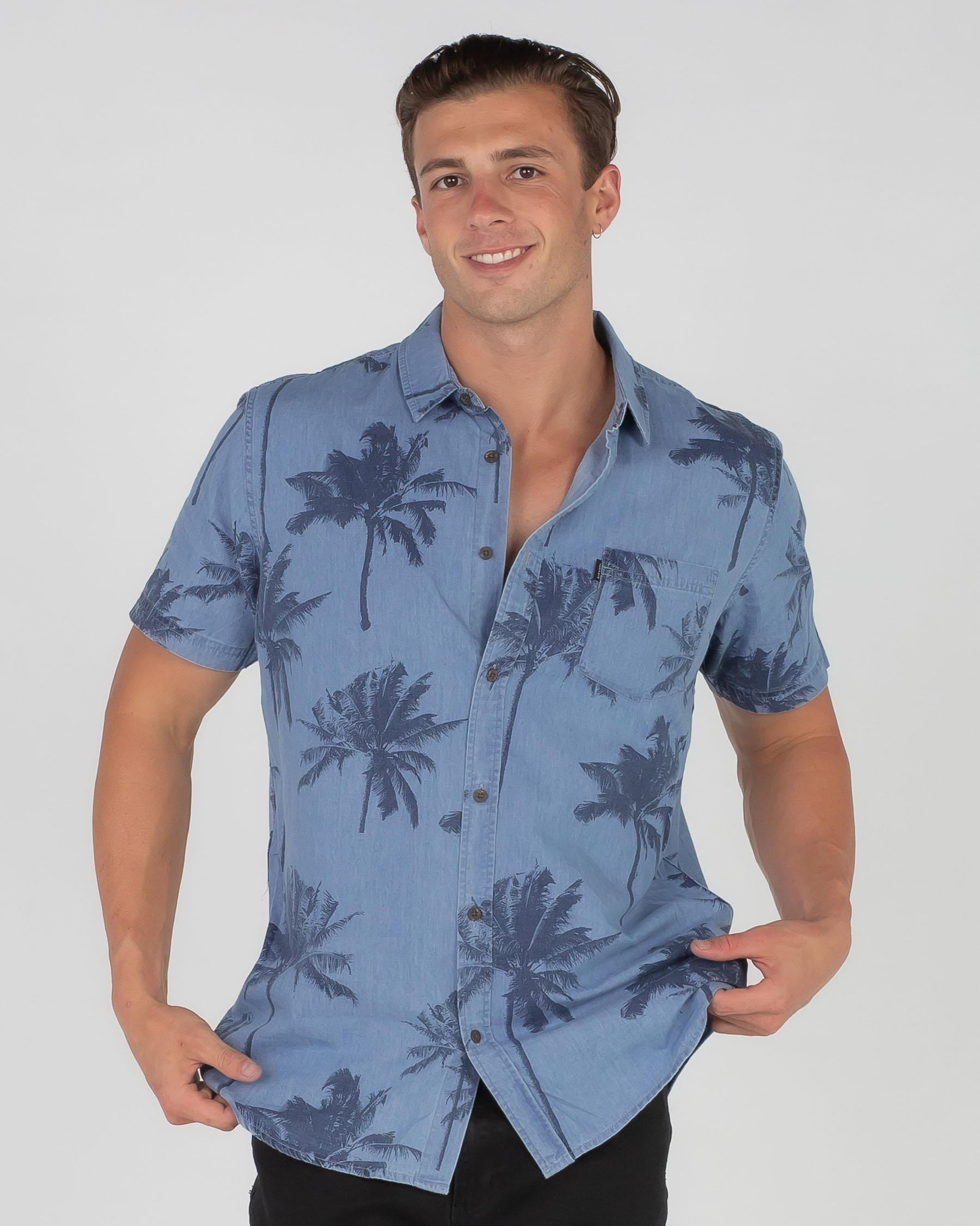 Shop Rip Curl Mason Ho Short Sleeve Shirt In Light Blue - Fast Shipping ...