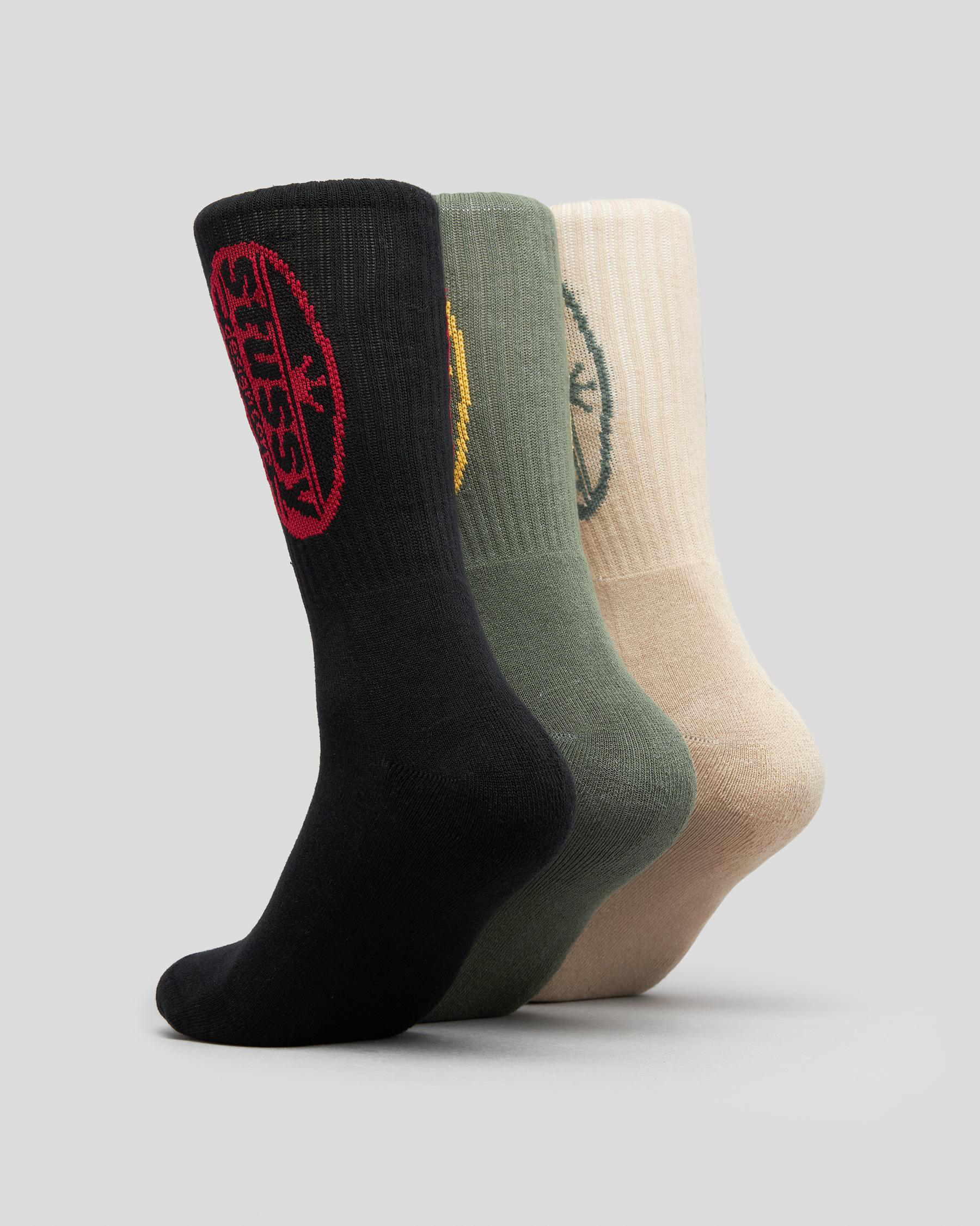 Shop Stussy Oval Corp Socks 3 Pack In Multi - Fast Shipping & Easy ...